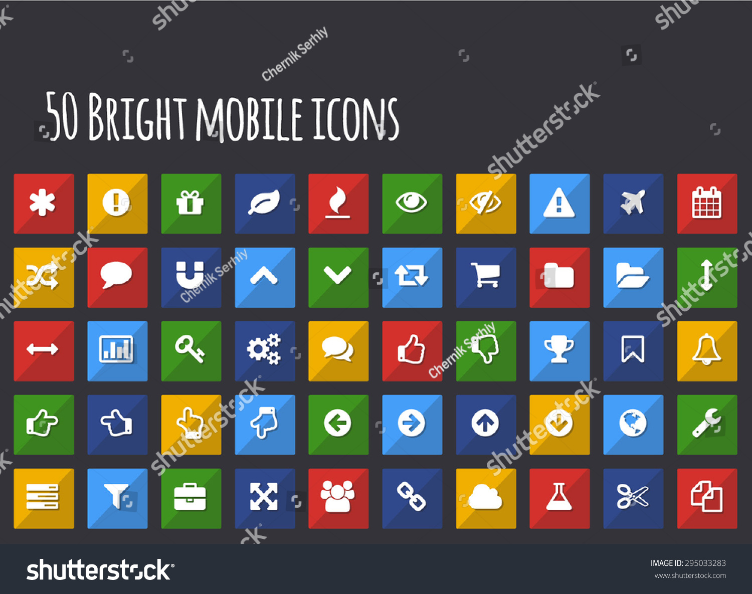 50 Flat Bright Icons Stock Vector (Royalty Free) 295033283