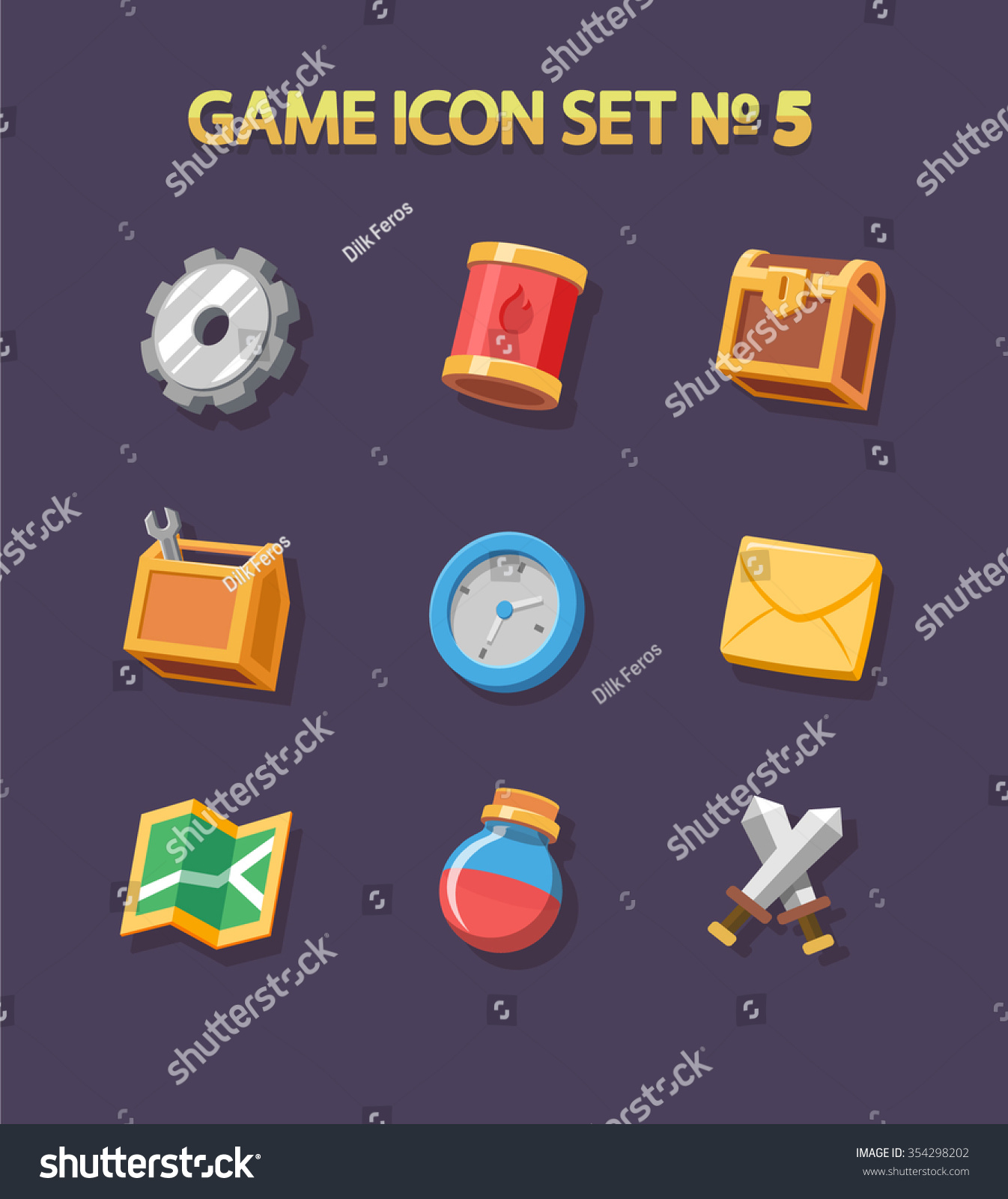 Flat Game Icons Elements Set Vector 스톡 벡터(로열티 프리) 354298202 | Shutterstock