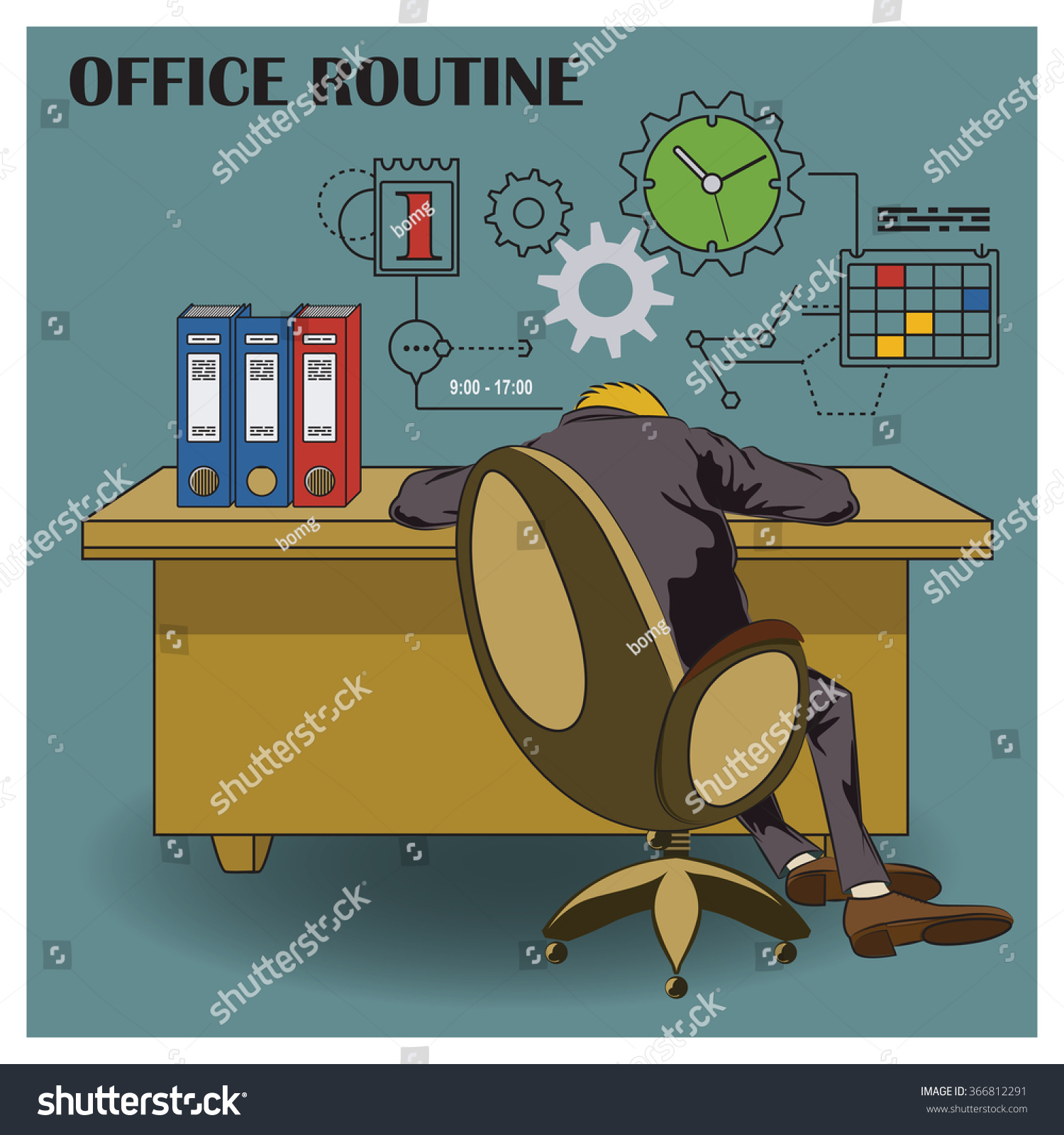 Flat Infographic Office Routine Stock Vector (Royalty Free) 366812291 ...