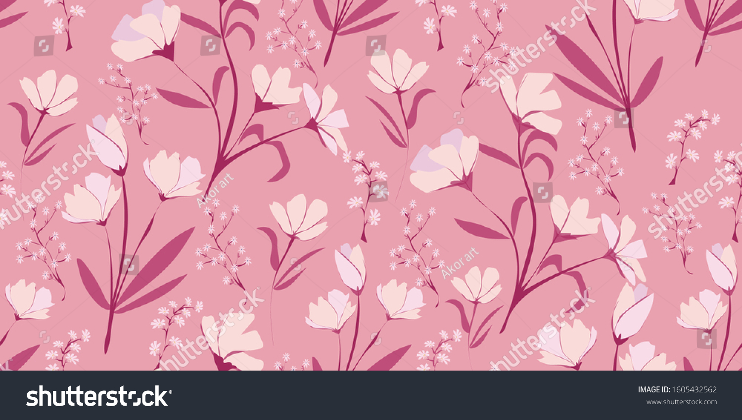 Flower Pattern Pink Background: vector de stock (libre de regalías ...