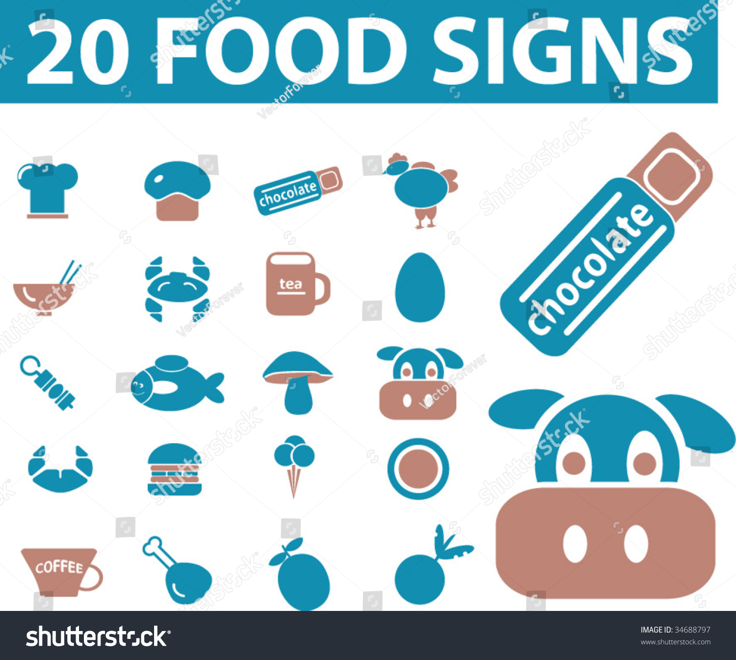 20 signos alimentarios. vector: vector de stock (libre de regalías ...
