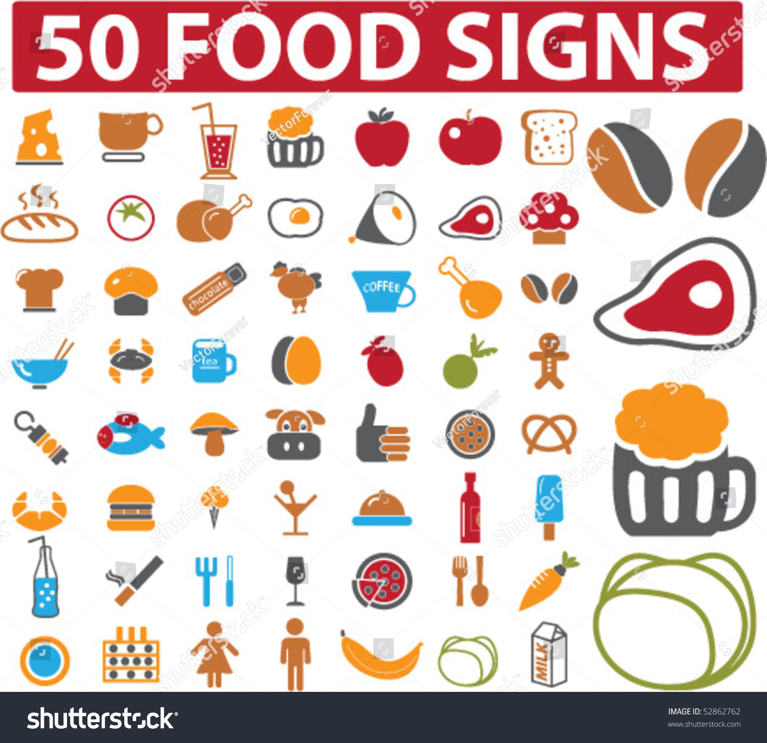 50 Food Signs. Vector - 52862762 : Shutterstock