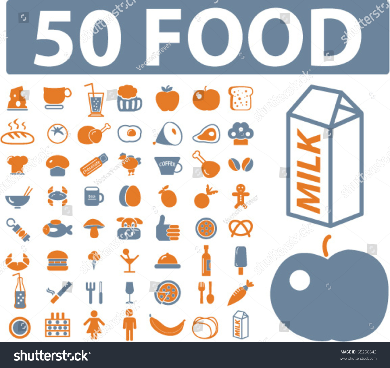 50 Food Signs Vector: เวกเตอร์สต็อก (ปลอดค่าลิขสิทธิ์) 65250643 ...