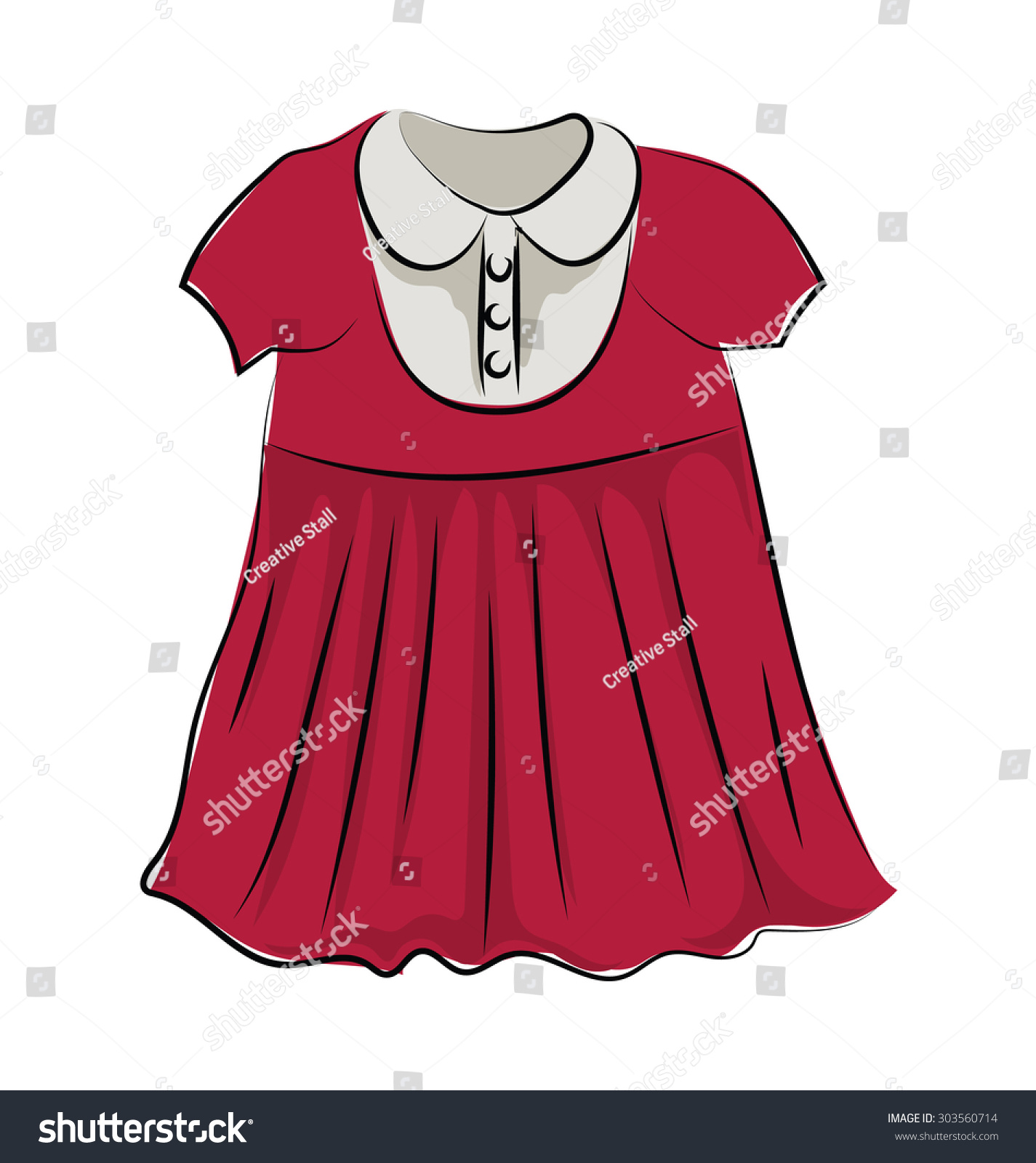 Frock Hand Drawn Colored Vector Icon Stock Vector (Royalty Free ...