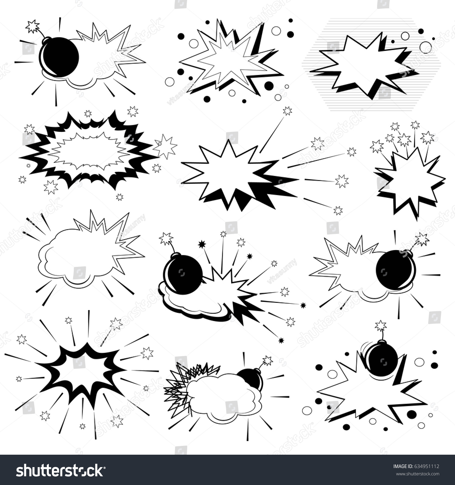 Funny Cartoon Superhero Elements Different Clouds Stock Vector (Royalty ...