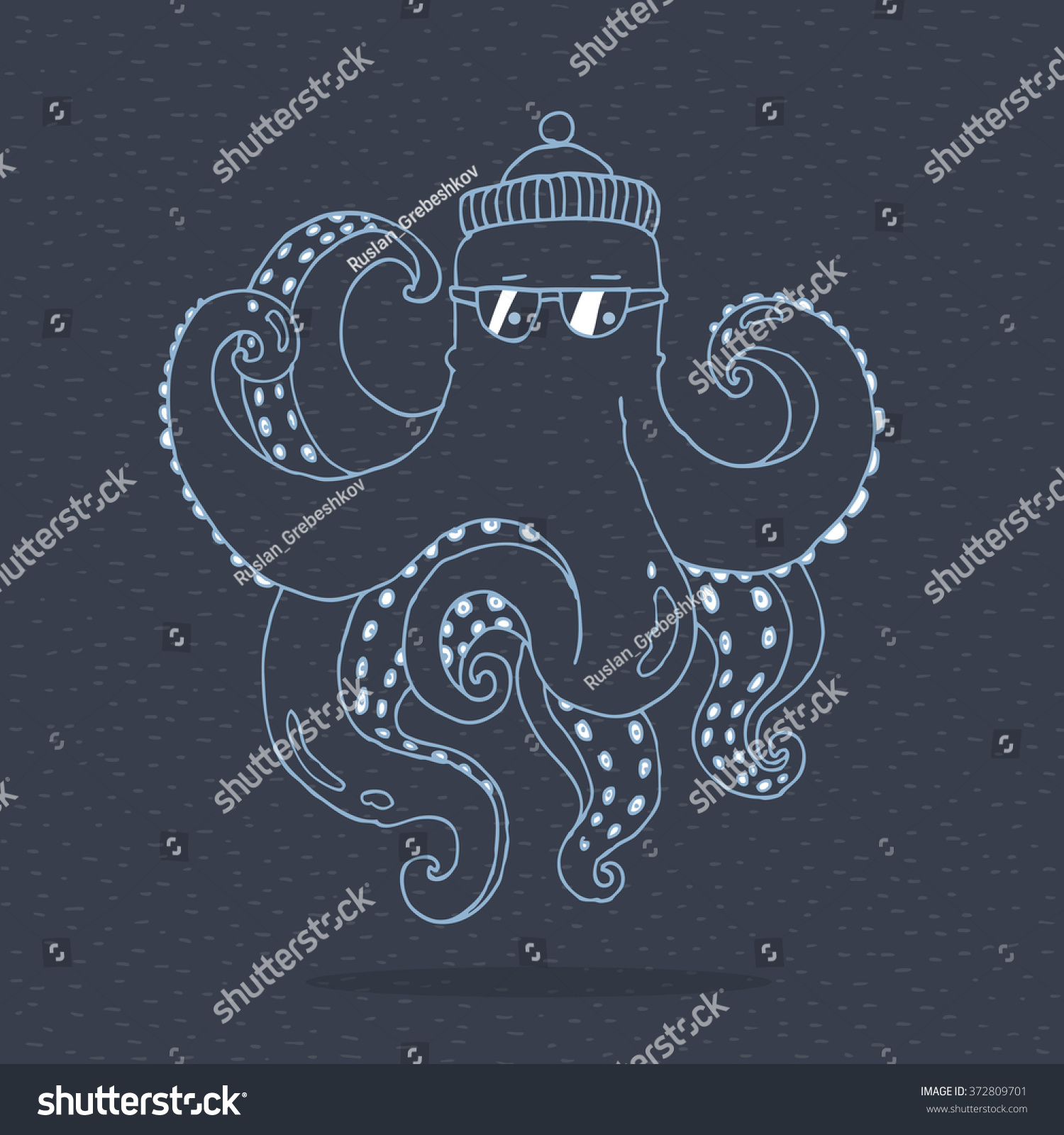 Funny Octopus Stock Vector (Royalty Free) 372809701 | Shutterstock