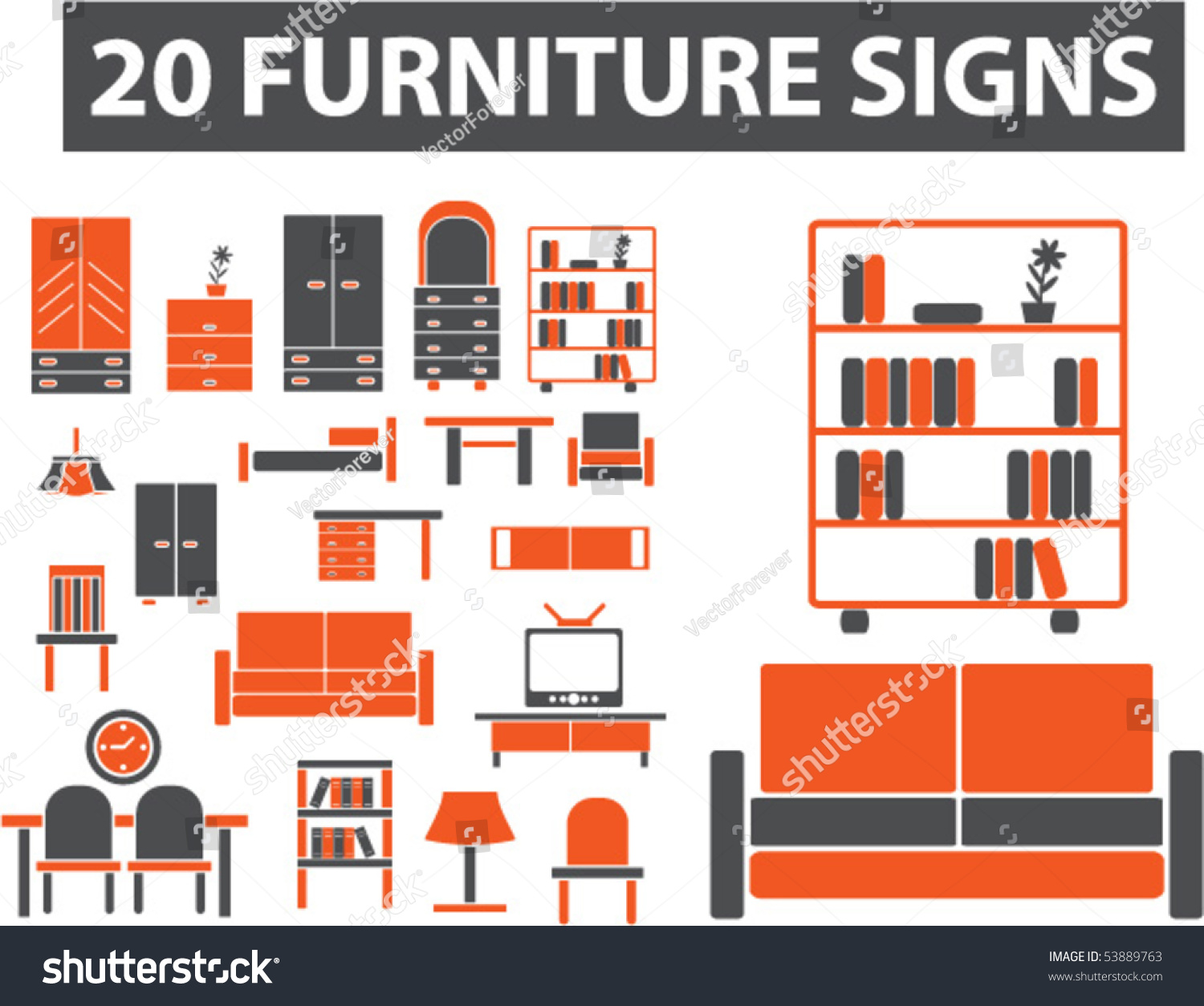 20 Furniture Signs Vector Stock Vector (Royalty Free) 53889763