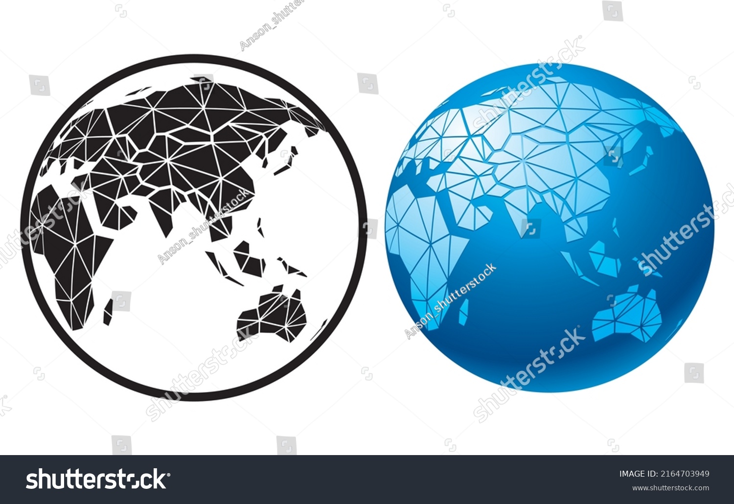 Geometric Earth Globe Set Vector Stock Vector (Royalty Free) 2164703949 ...
