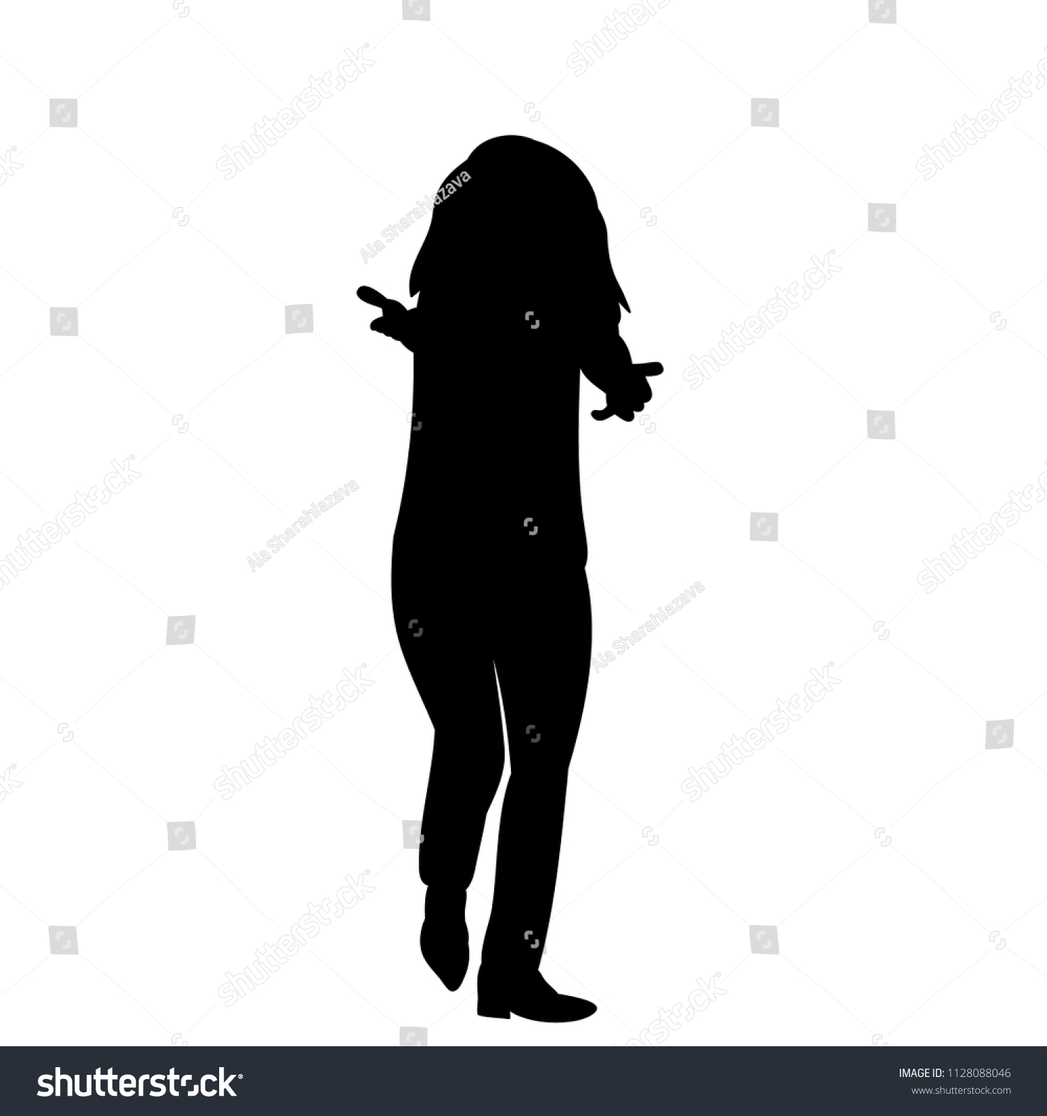 Girl Pulling Her Hands Stock Vector (Royalty Free) 1128088046