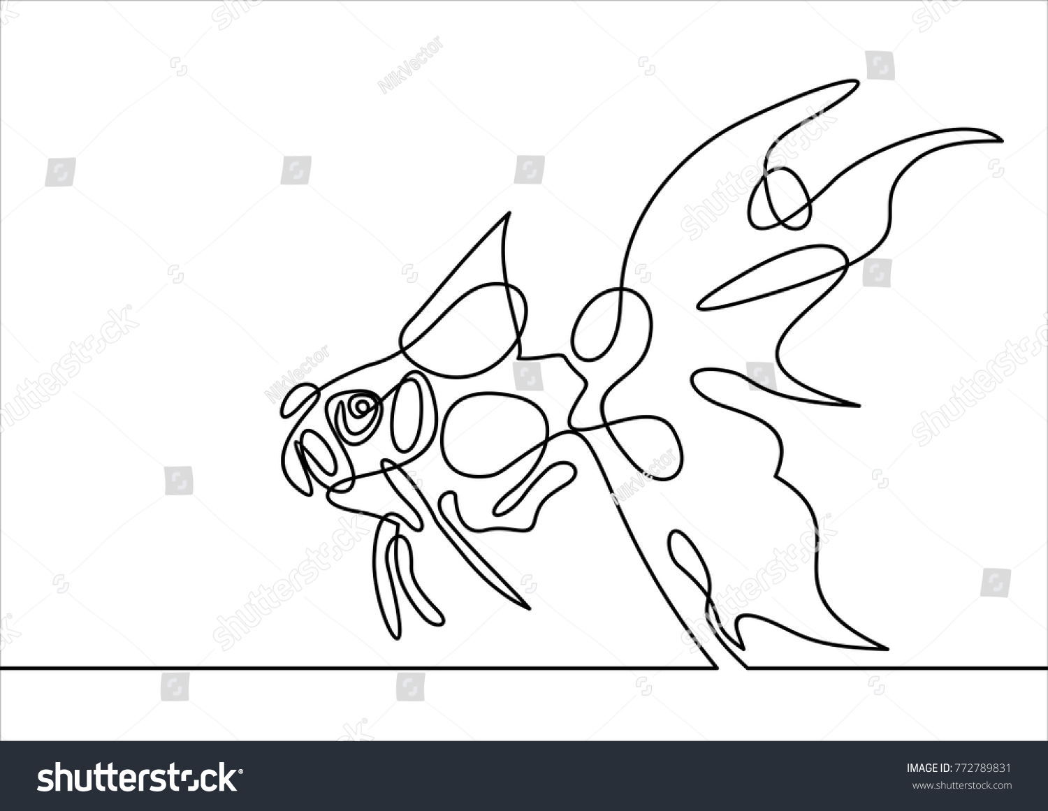 Gold Fish Continuous Line Drawing: Vector có sẵn (miễn phí bản quyền ...