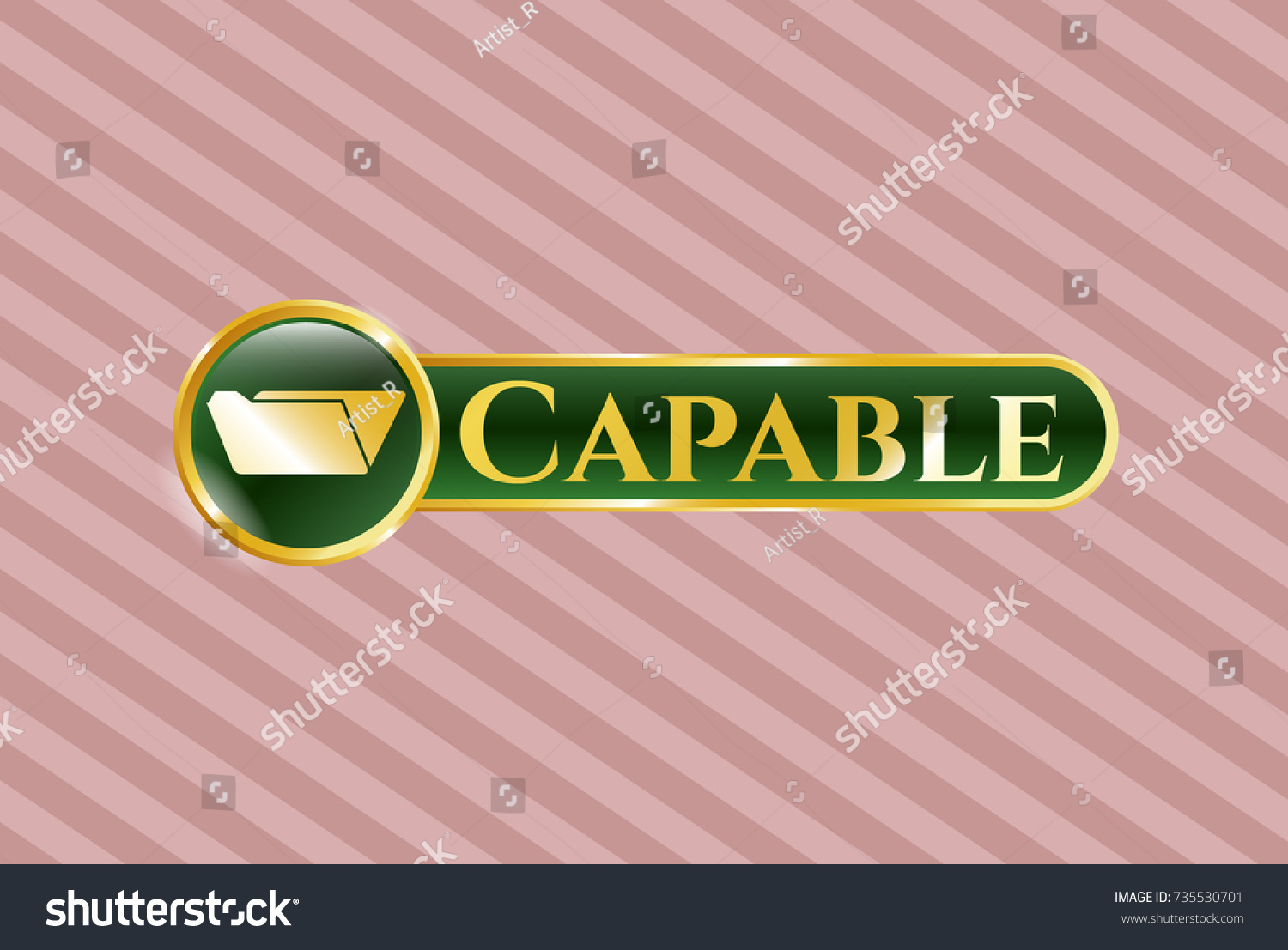 Gold Shiny Badge Folder Icon Capable: vector de stock (libre de ...
