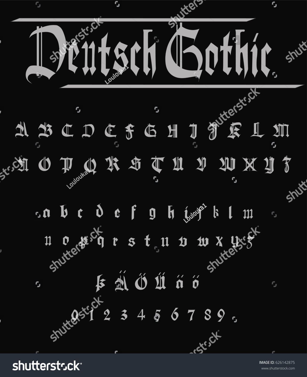 Gothic Font Vector Font Isolated On: เวกเตอร์สต็อก (ปลอดค่าลิขสิทธิ์ ...