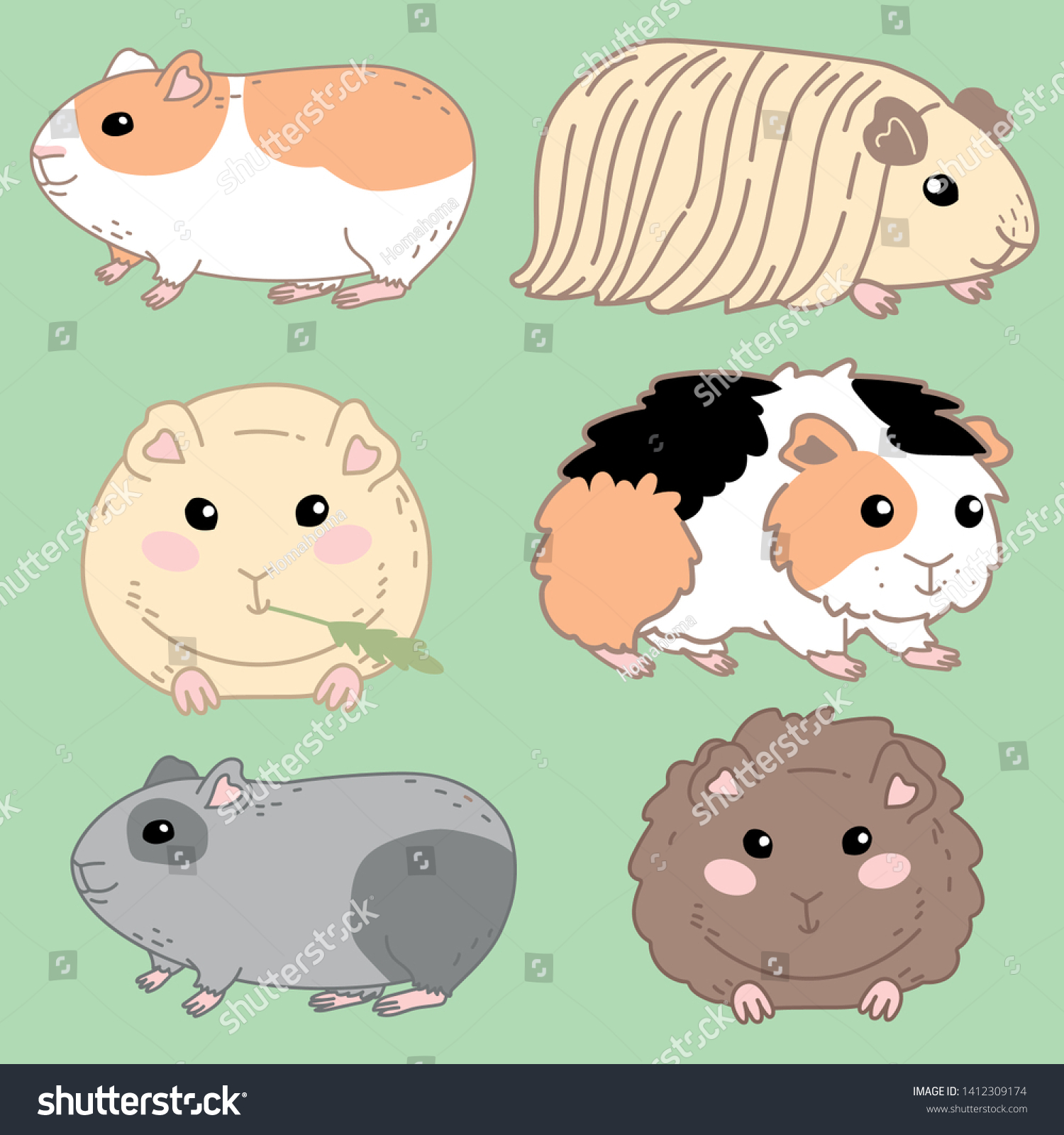 Guinea Pig Cartoon Cute Set Vector Stock Vector (Royalty Free ...