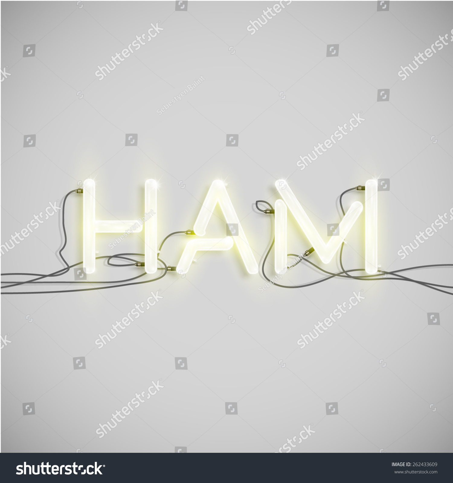 Ham Made By Neon Font Vector: vector de stock (libre de regalías ...