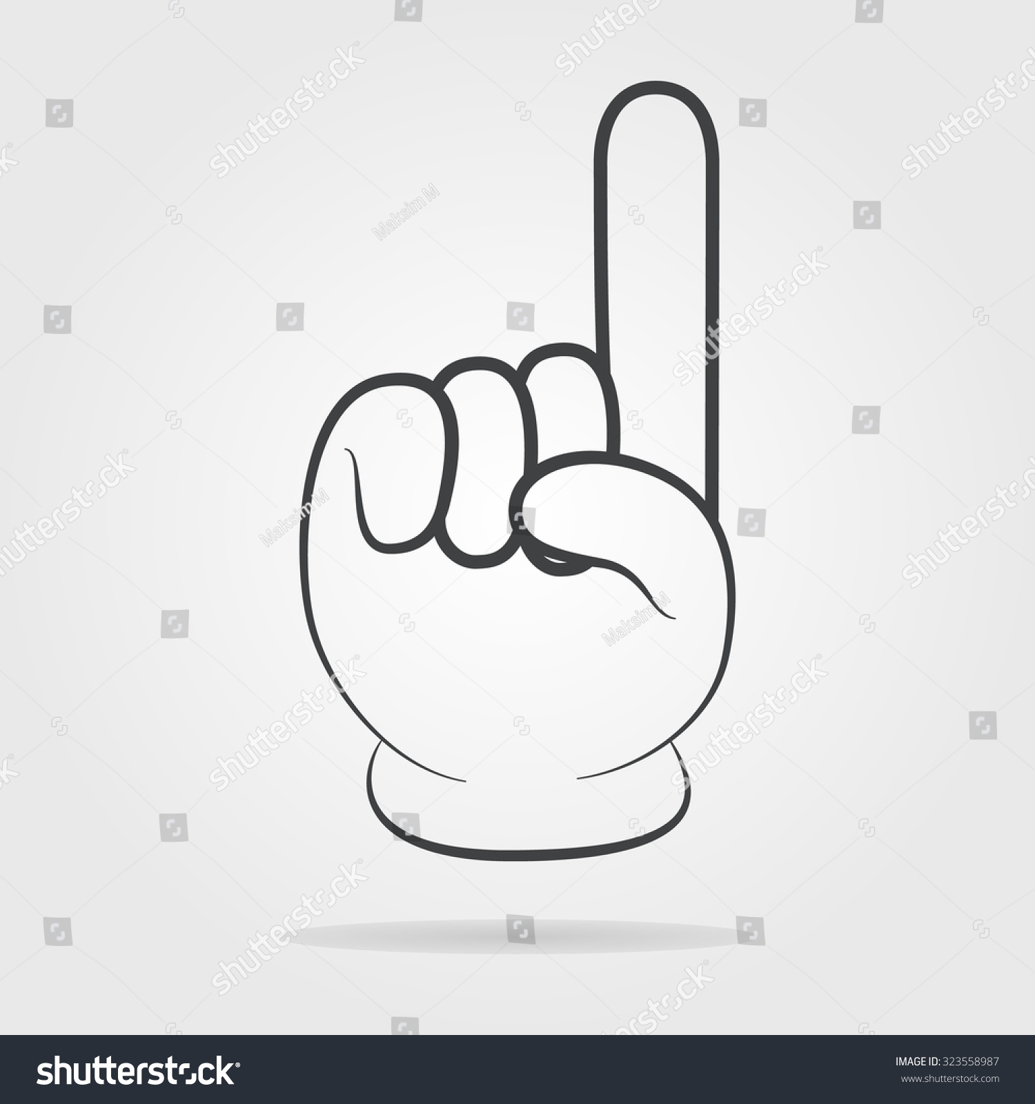 1 Hand Gesture Vector Illustration Monochromatic: เวกเตอร์สต็อก (ปลอด ...