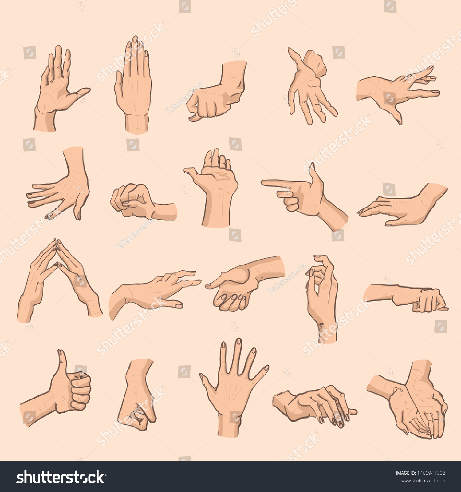 20 Hands Signs Set Vector Stock Vector (Royalty Free) 1466941652