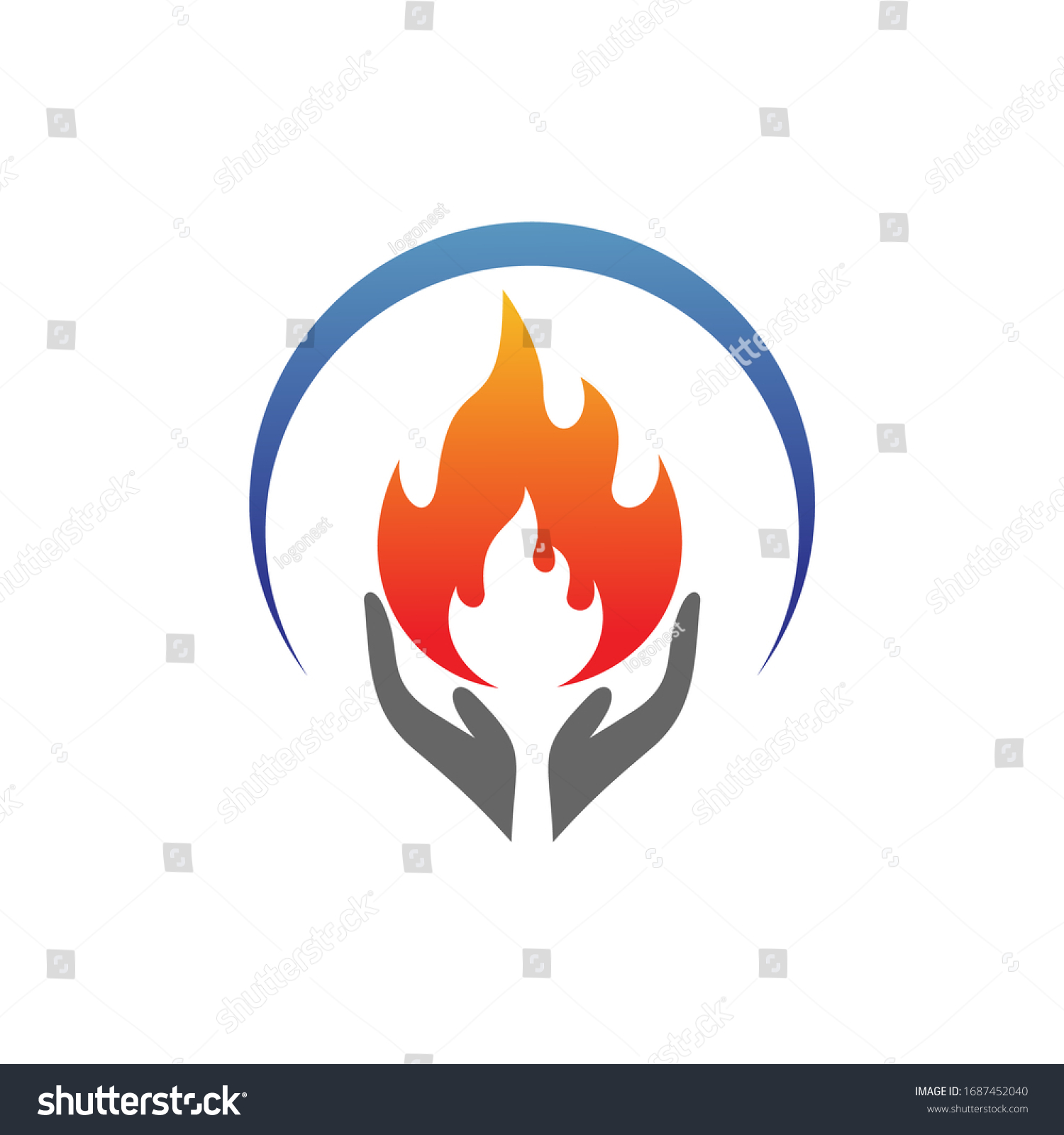 Hands Fire Logo Design Stock Vector (Royalty Free) 1687452040