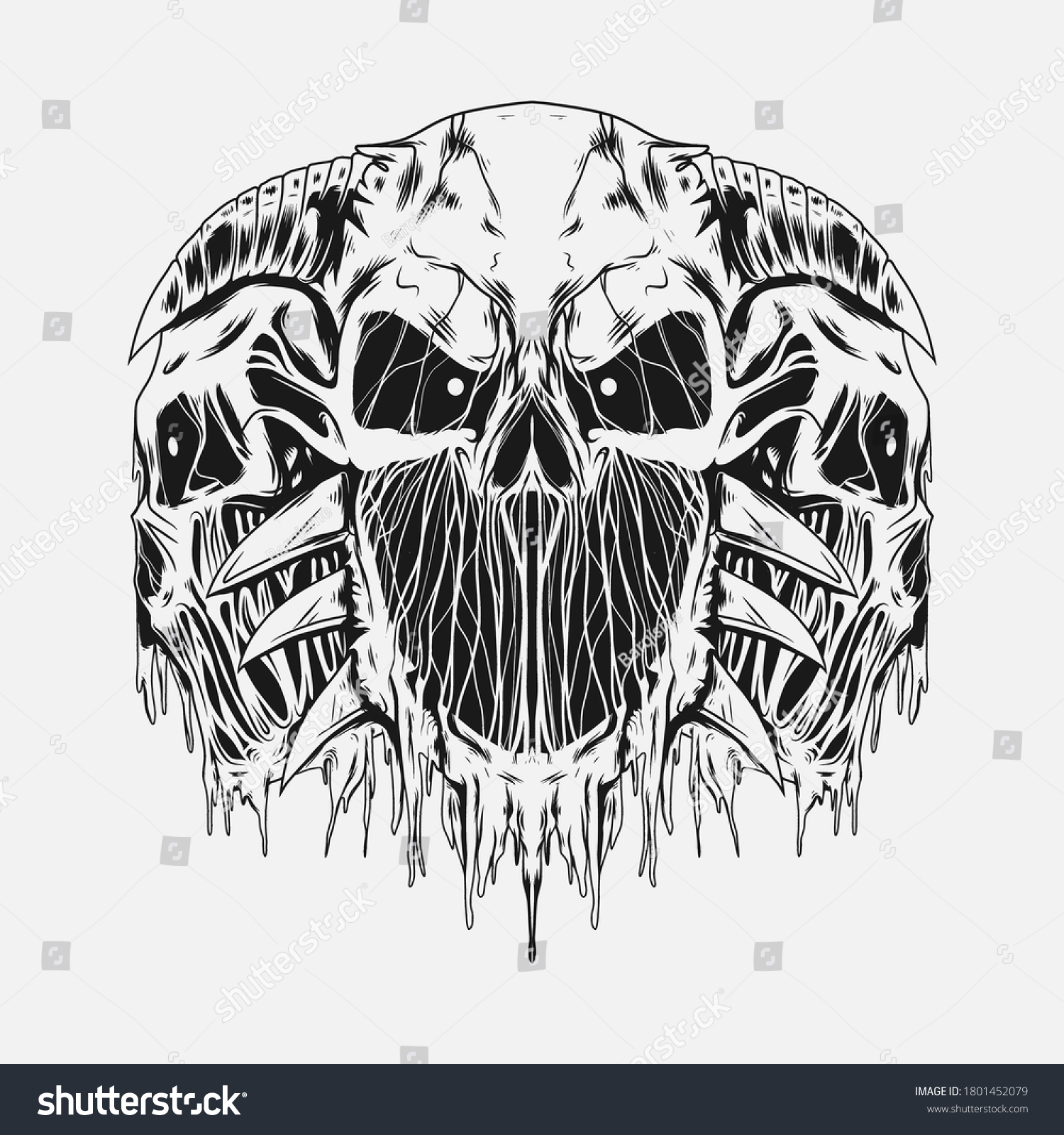 3 Head Head Skulls Illustration Stock Vector (Royalty Free) 1801452079