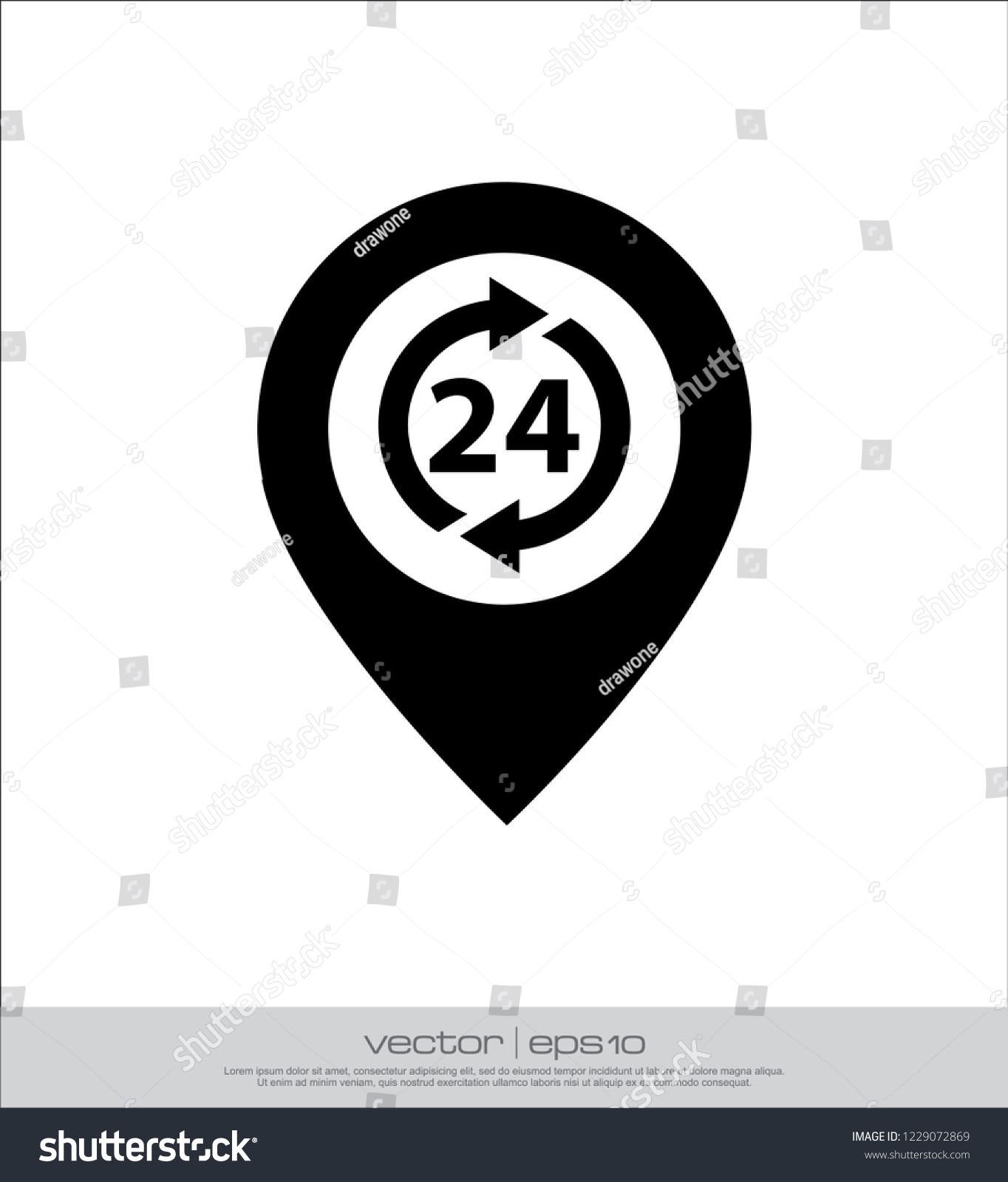 24 Hour Maps Icon Stock Vector (Royalty Free) 1229072869