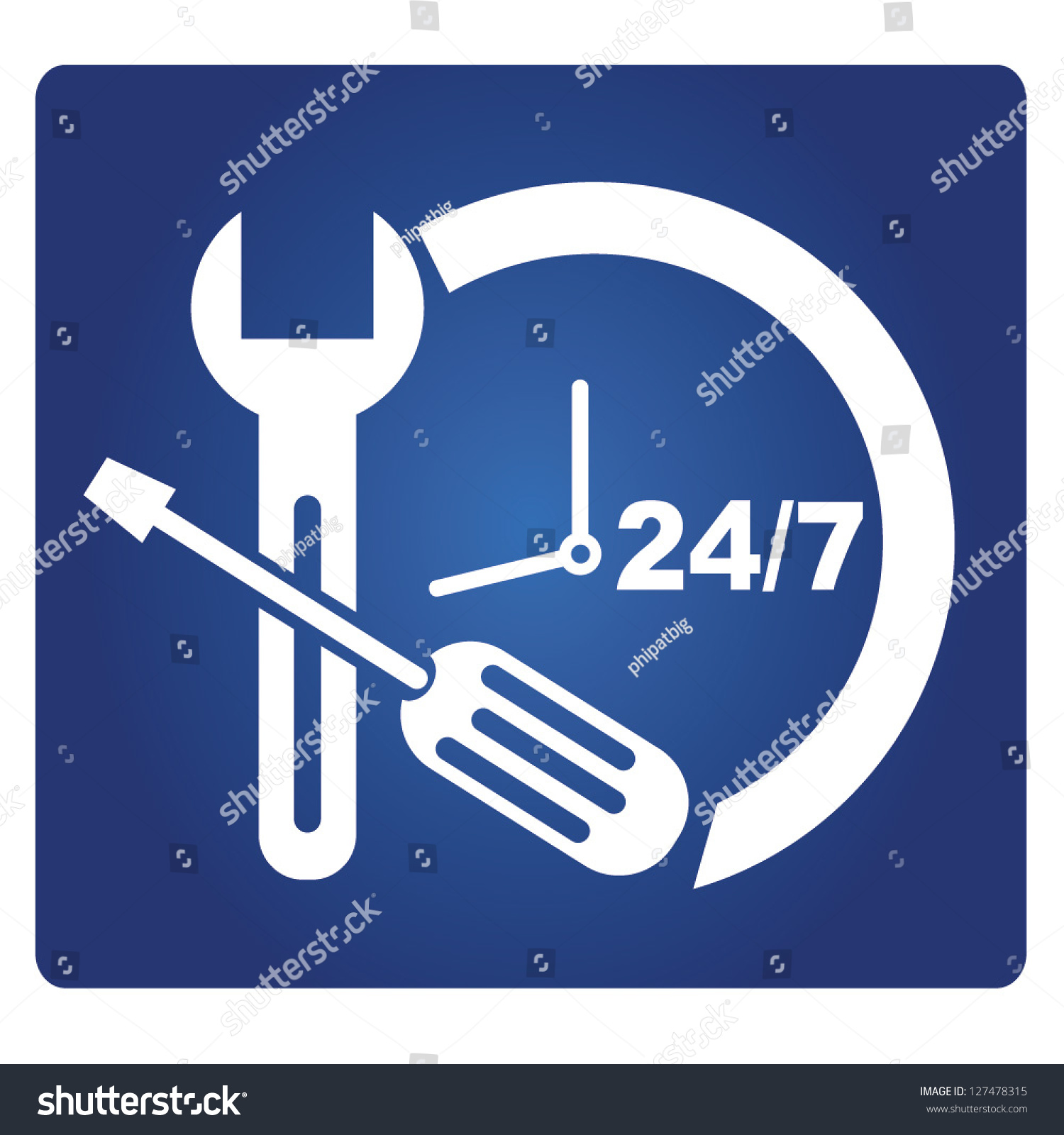 24 Hour Service Sign Vector: เวกเตอร์สต็อก (ปลอดค่าลิขสิทธิ์) 127478315