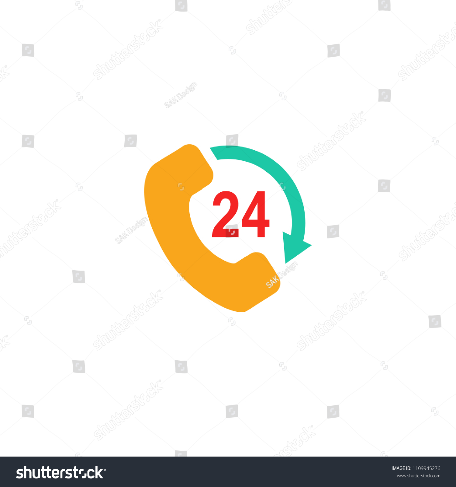 24 Hours Call Logo Icon Design Stock Vector (Royalty Free) 1109945276 ...