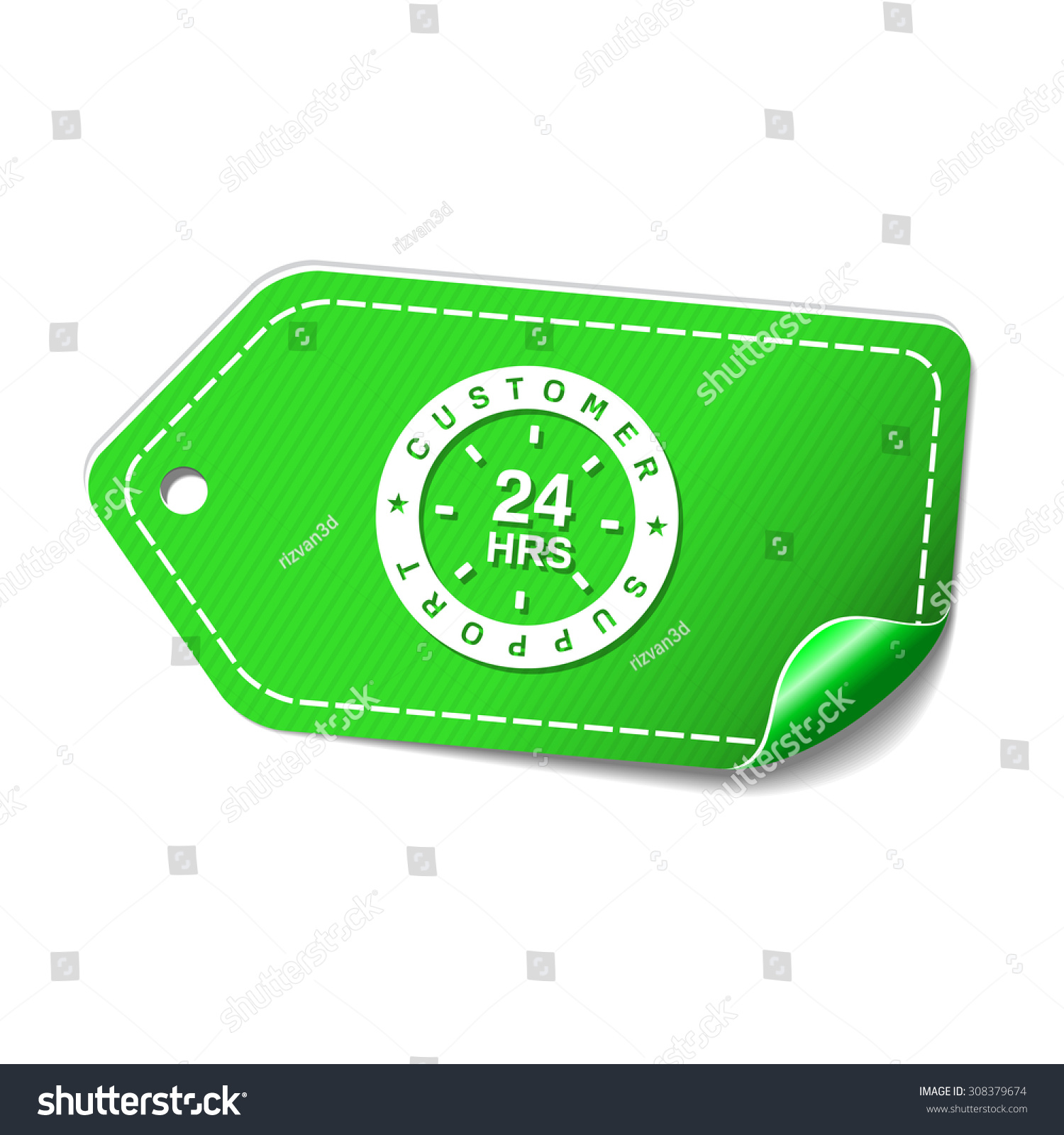 24 Hours Customer Support Green Vector: vector de stock (libre de ...