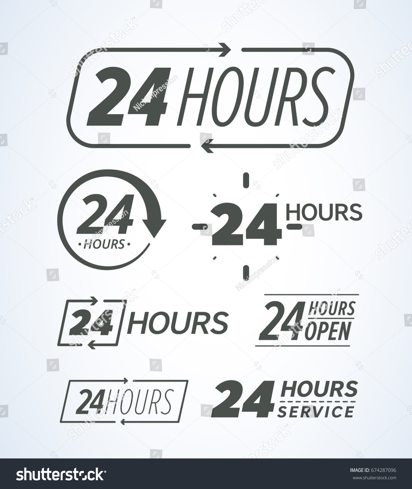 24 Hours Icons Collection Stock Vector (Royalty Free) 674287096