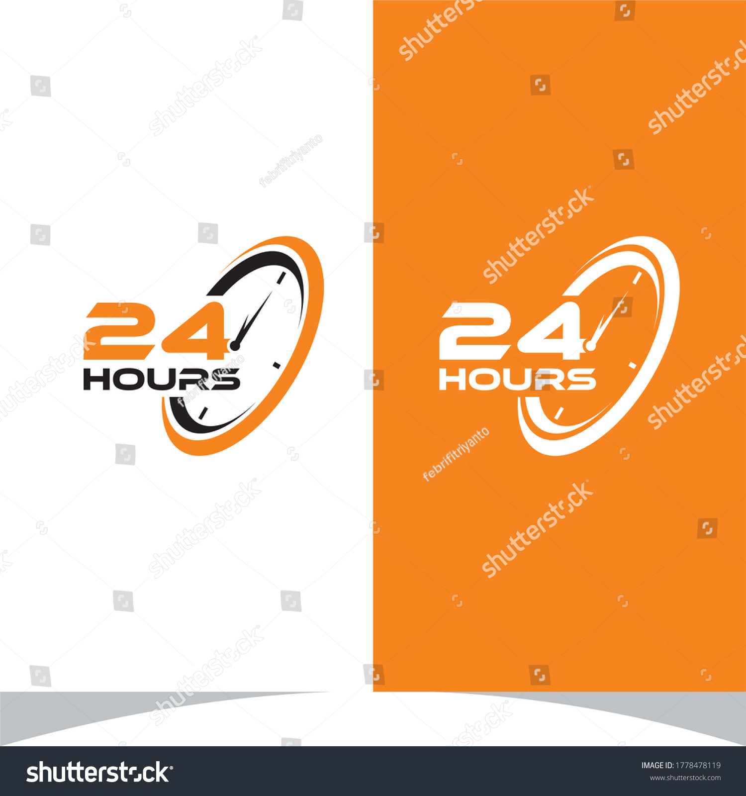 24 Hours Logo Design Vector Illustration: เวกเตอร์สต็อก (ปลอดค่า ...
