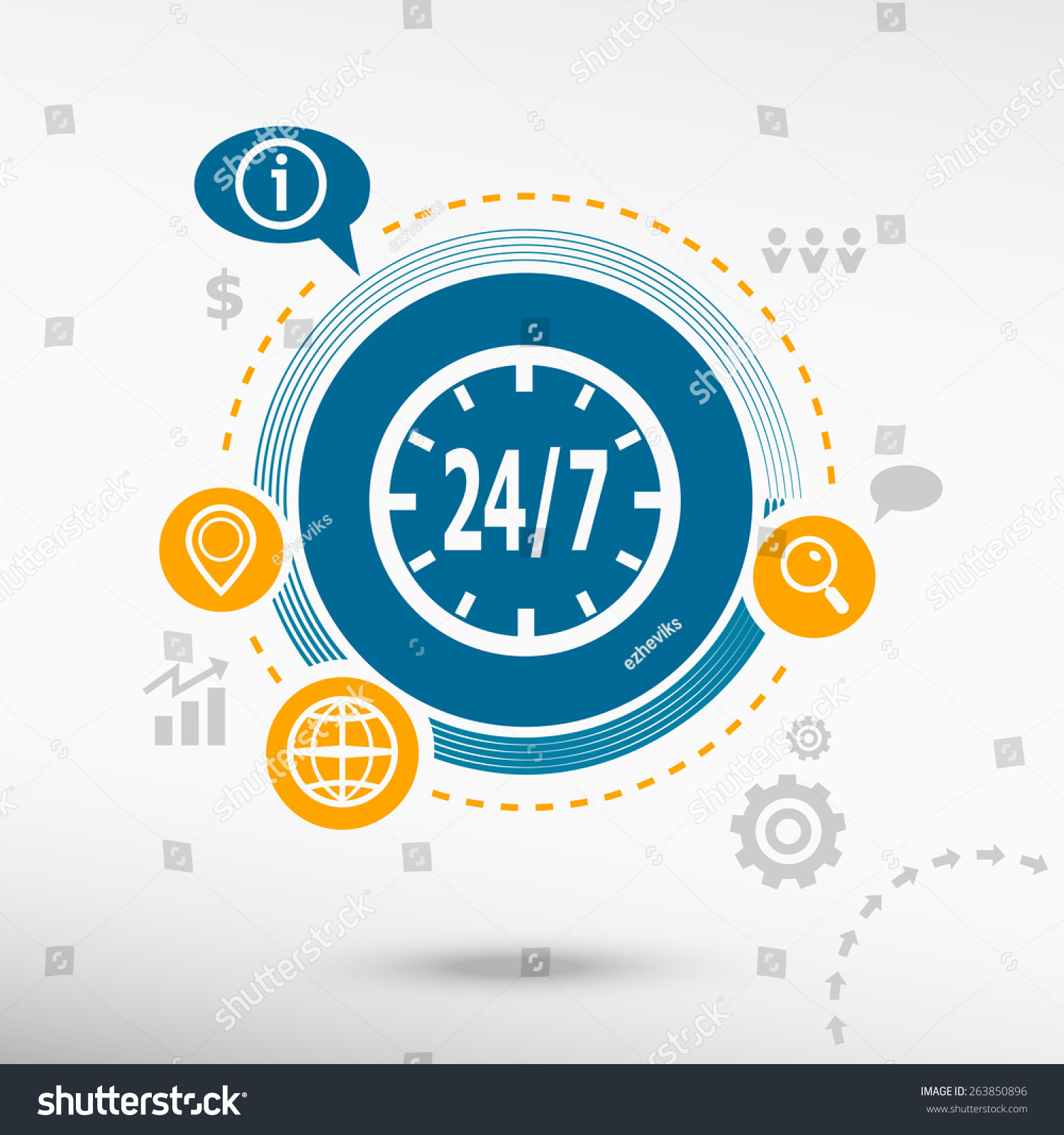 24 Hours Service Sign Creative Design Stock Vector 263850896 - Shutterstock