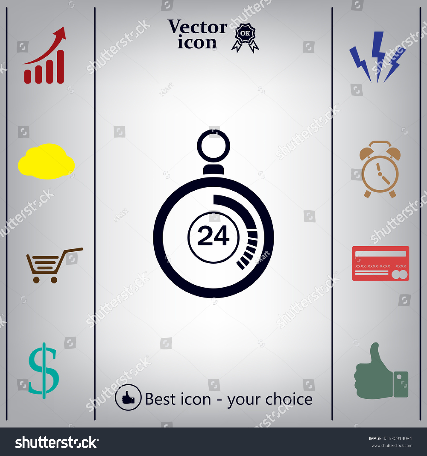 24 Hours Timer Sign Icon Stopwatch Stock Vector (Royalty Free ...
