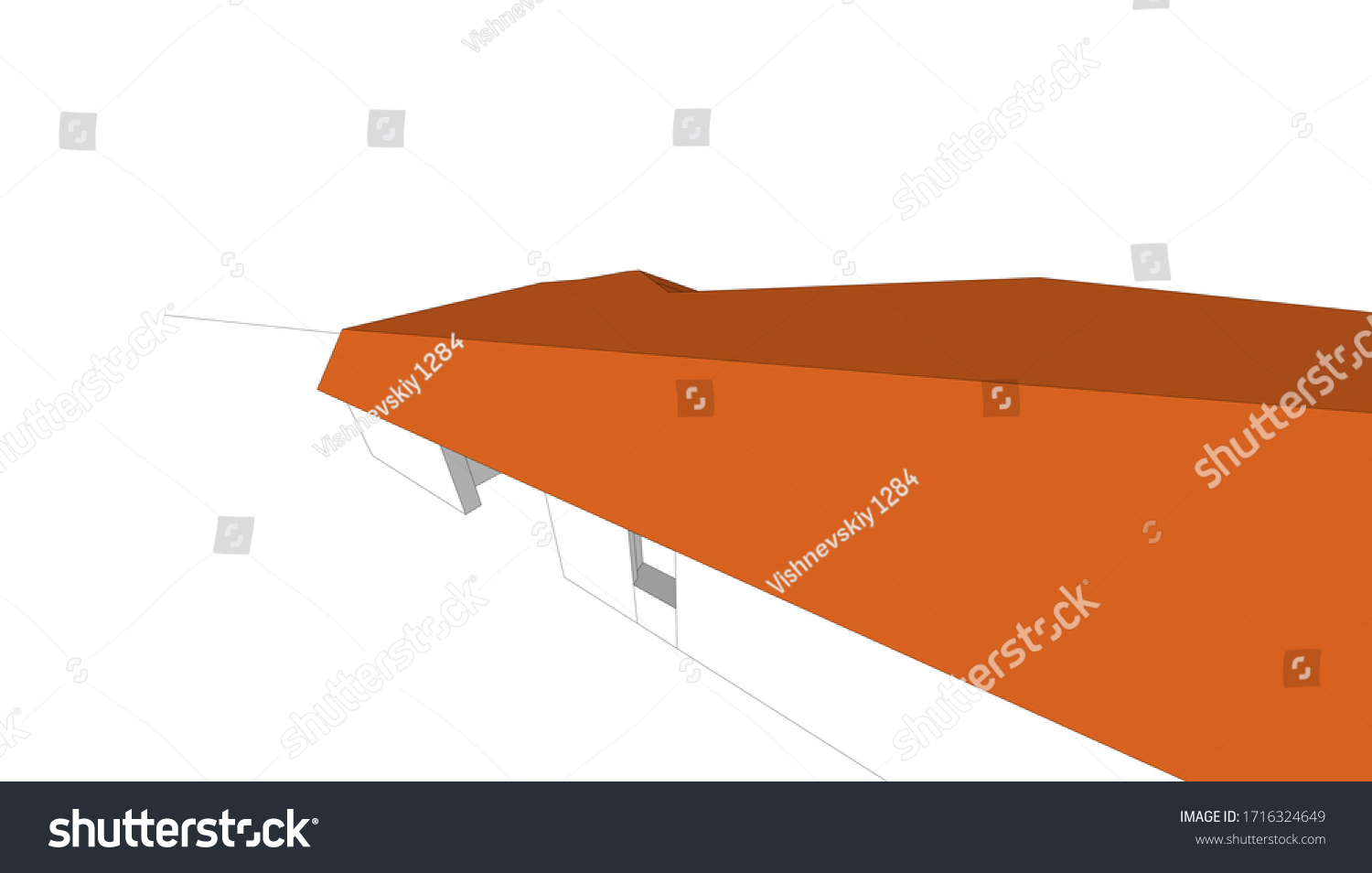 House Attic Perspective 3d Visualization Architectural Stock Vector ...