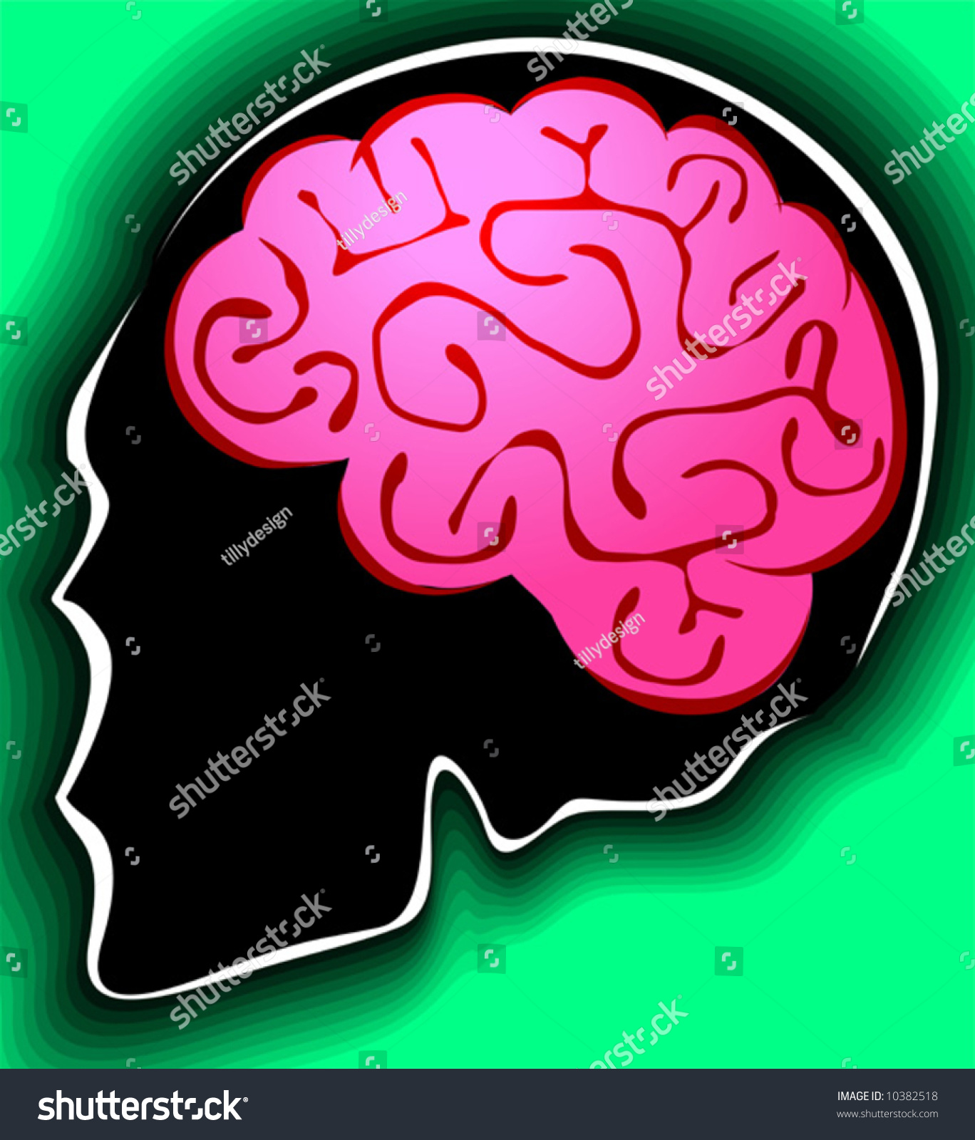 Human Brain Green Background Stock Vector (Royalty Free) 10382518