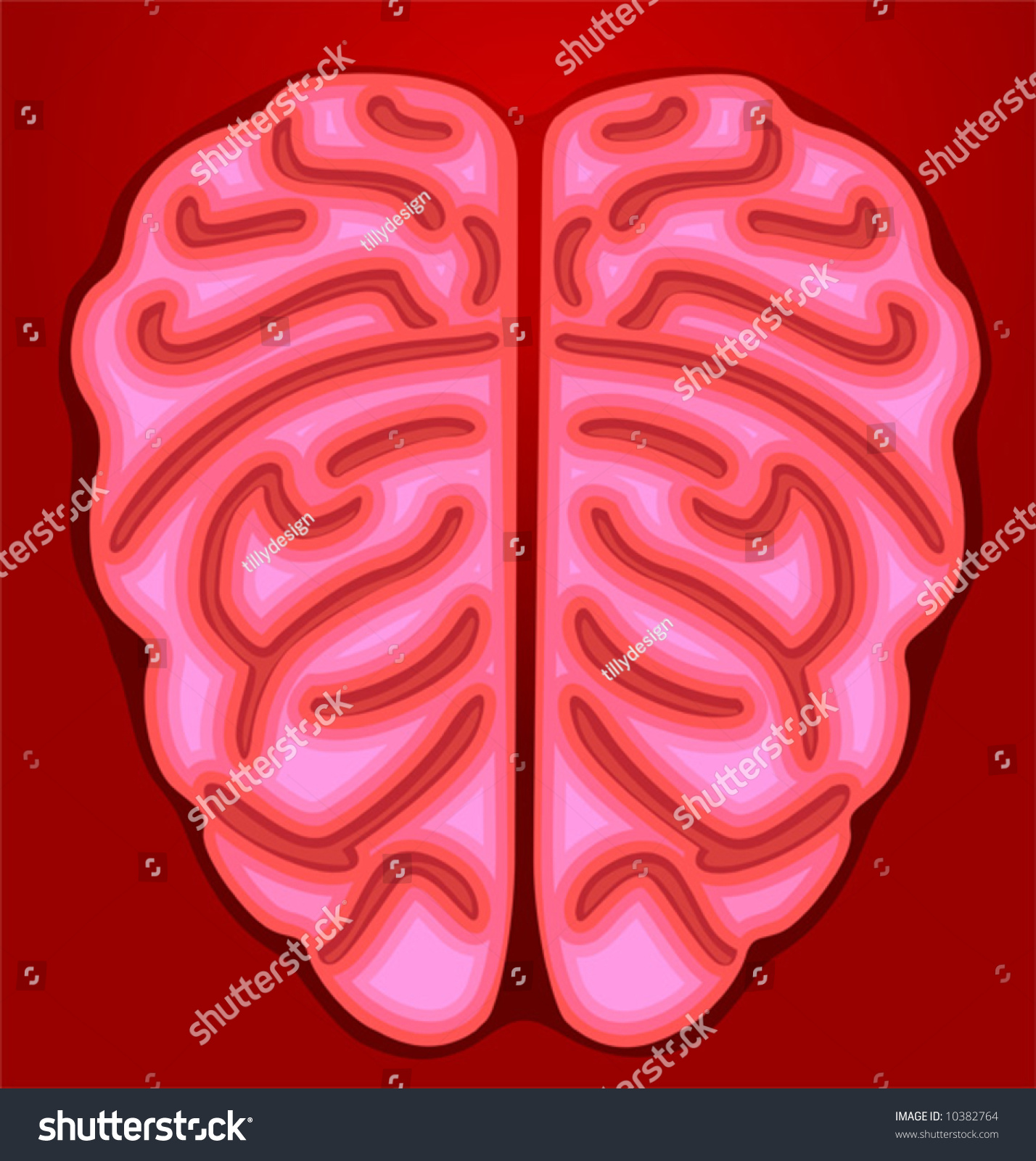 Human Brain Red Background Stock Vector (Royalty Free) 10382764