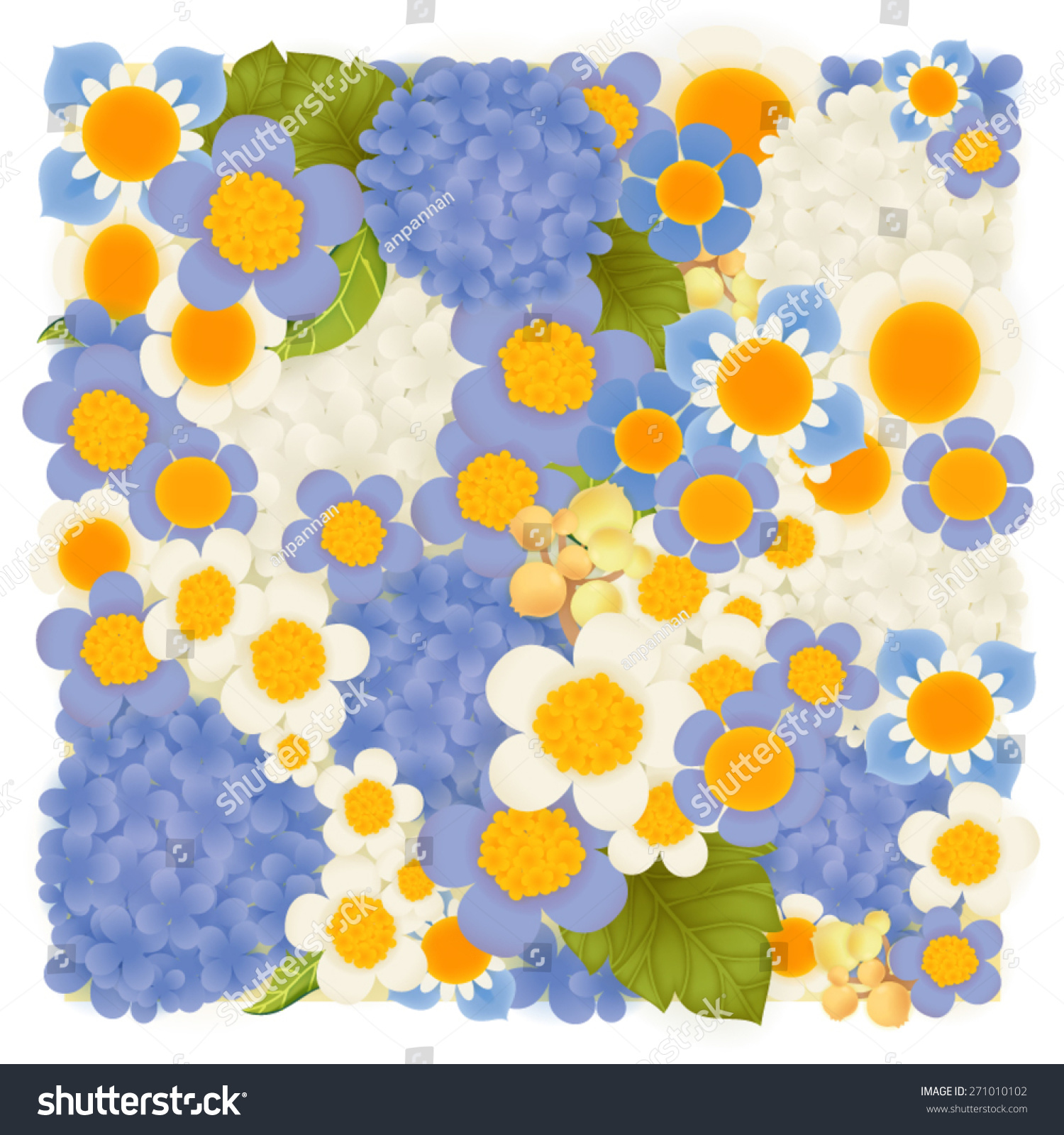 Hydrangea Periwinkle Hyacinth Blue Floral Background Stock Vector ...