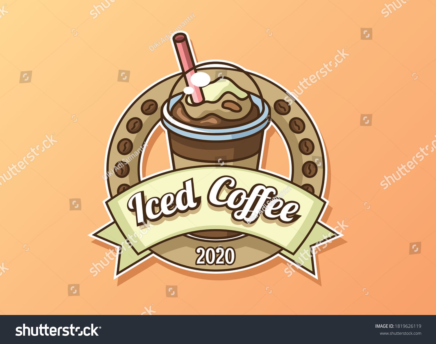 Iced Coffee Logo Design Vector Illustration Stock Vector (Royalty Free ...