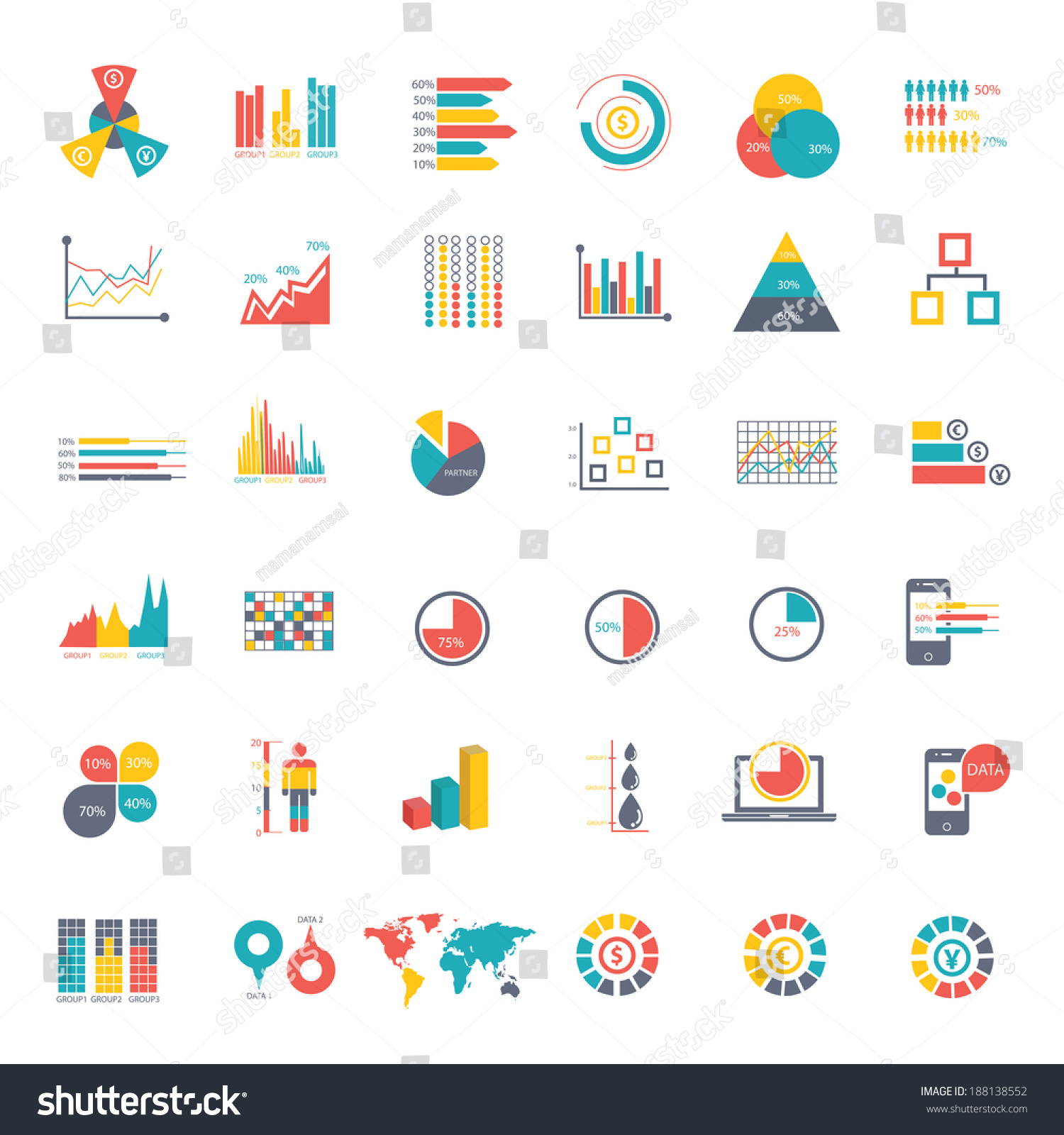 36 ícones Infográficos Análise de dados: vetor stock (livre de direitos ...