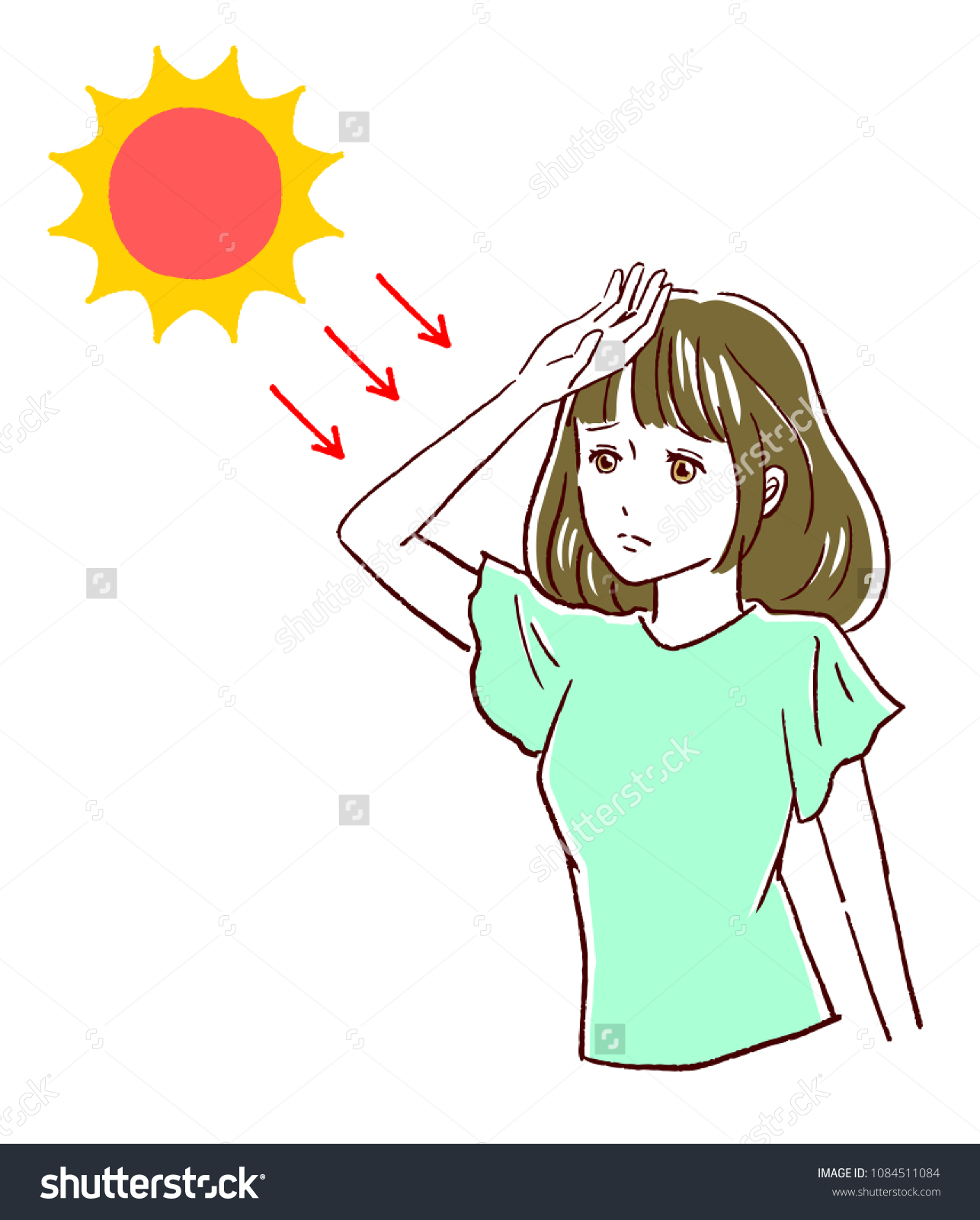 Illustration Sunburn Women Stock Vector Royalty Free 1084511084