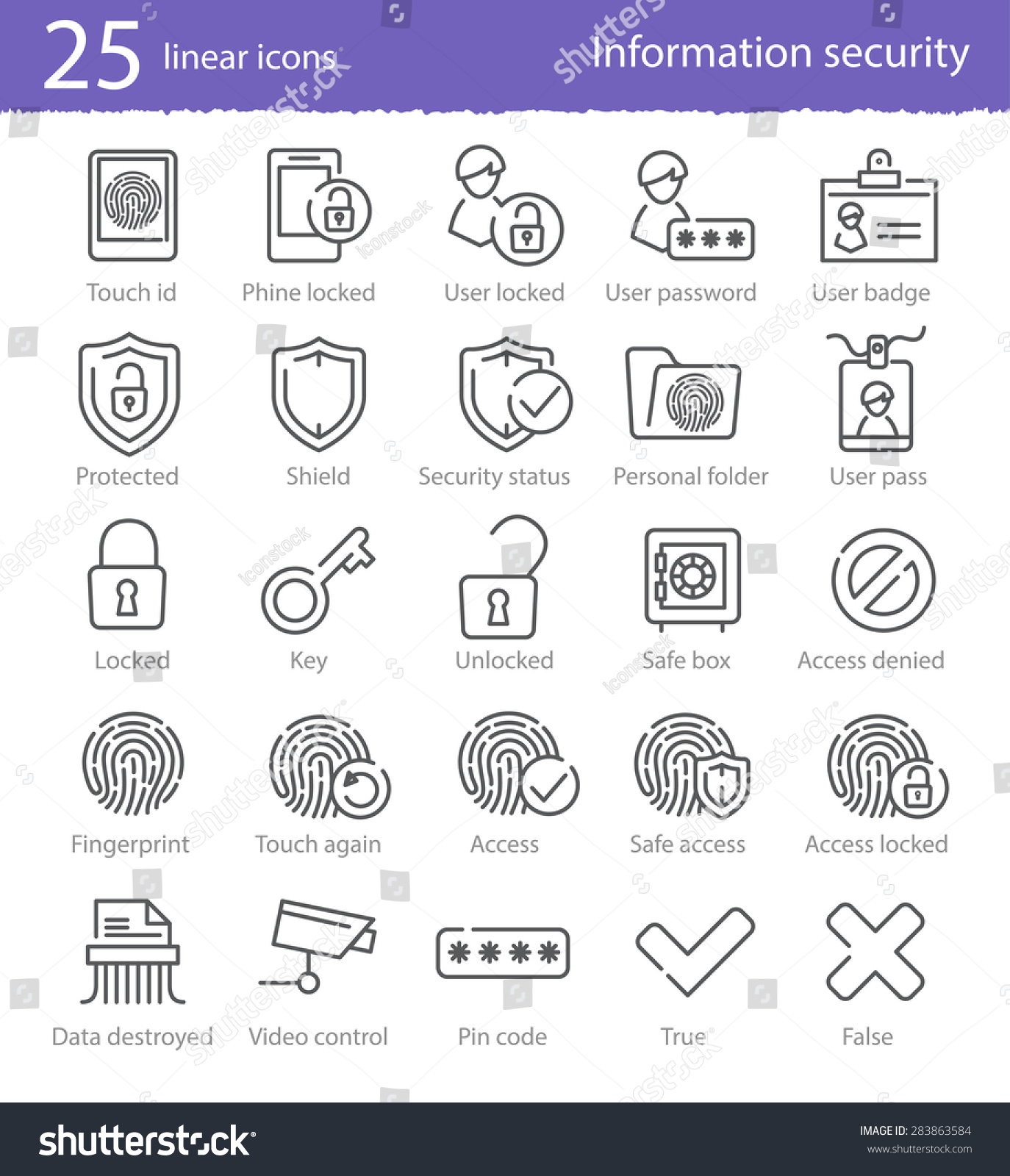 25 Information Security Vector Linear Icons : image vectorielle de ...