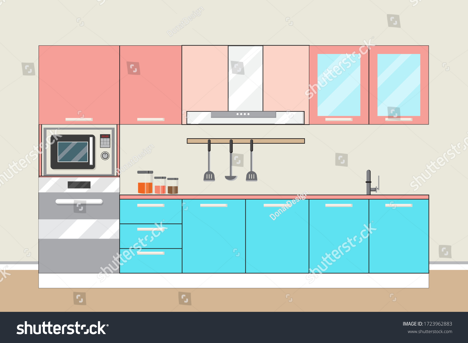 Interior Design Cute Bright Colors Stock Vector (Royalty Free ...