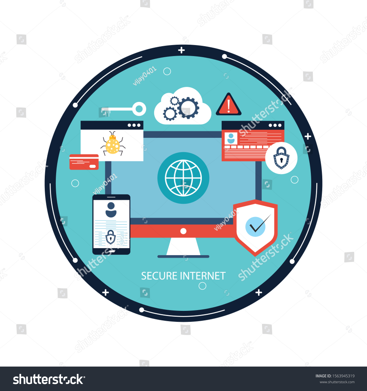 Internet Security Infographics Template Icons Website Stock Vector ...