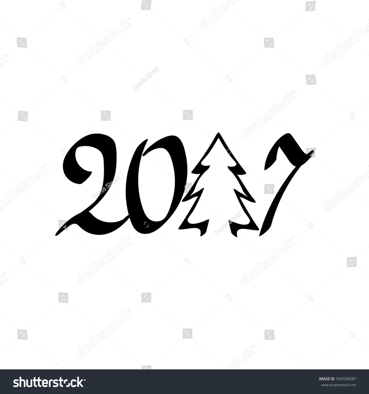 2017 Isolated Calligraphy Number Design Template Stock Vector (Royalty ...