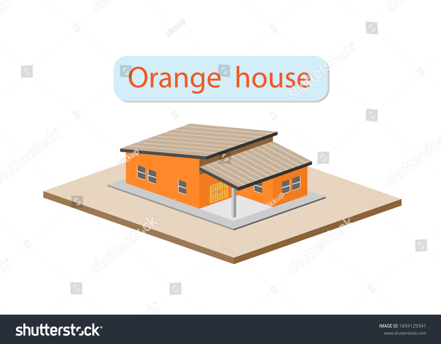 Isometric Orange House Blank Background Stock Vector (Royalty Free ...
