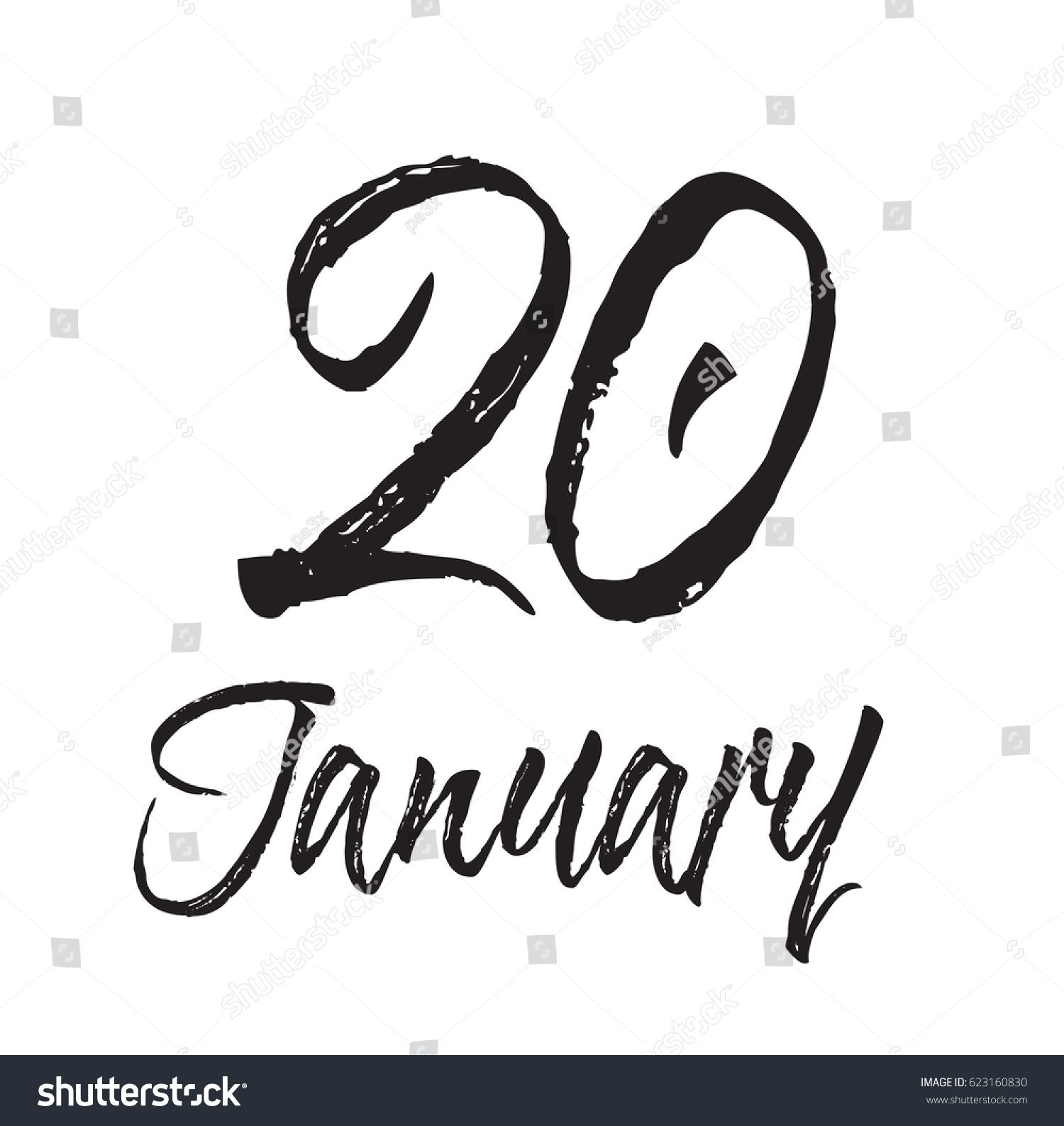 20 January Text Design Vector Calligraphy Stock Vector (Royalty Free ...