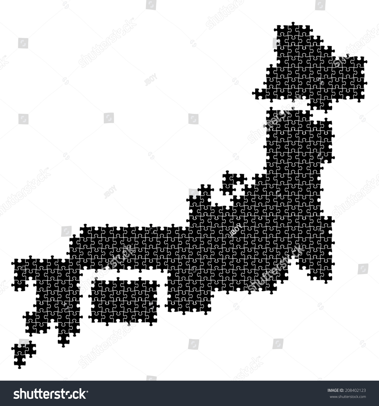 Japan Map Puzzle Stock Vector (Royalty Free) 208402123
