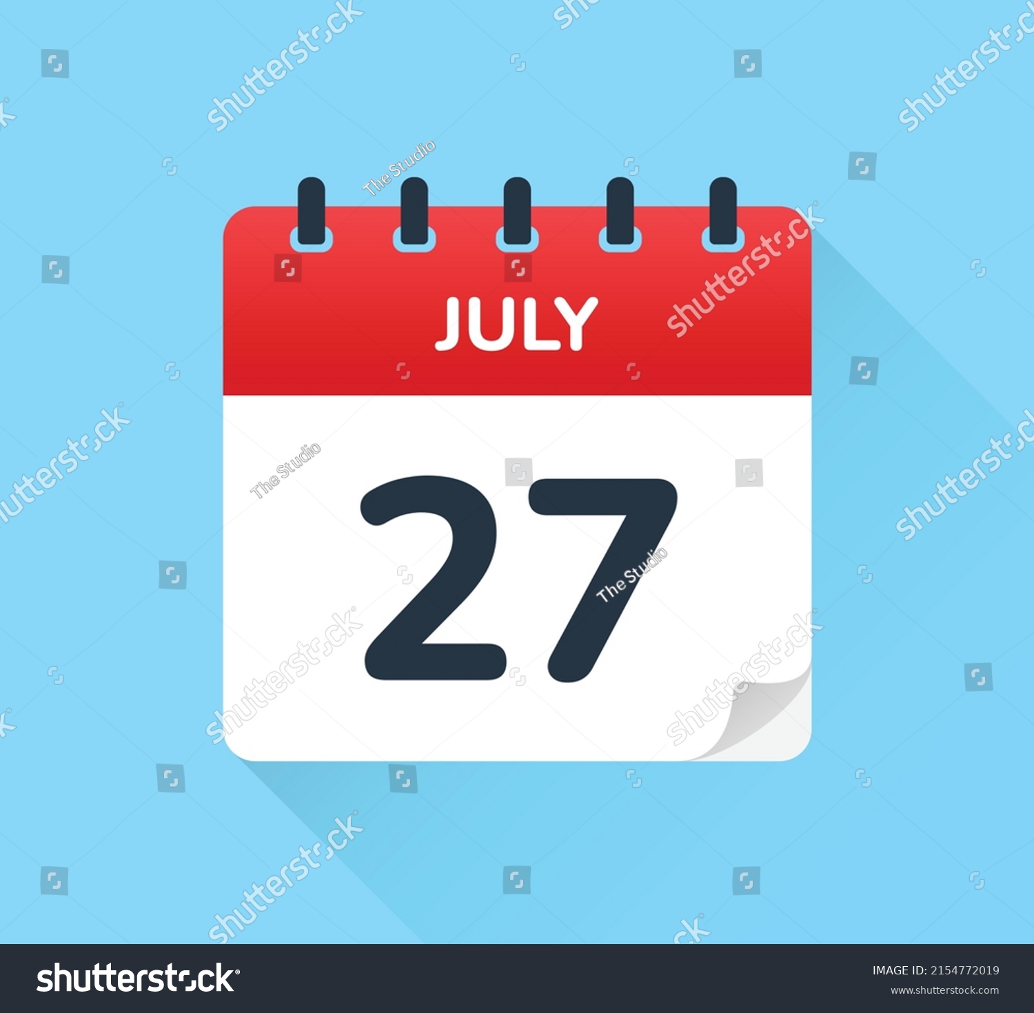 27 July Calendar Icon Vector Stock Vector (Royalty Free) 2154772019 ...