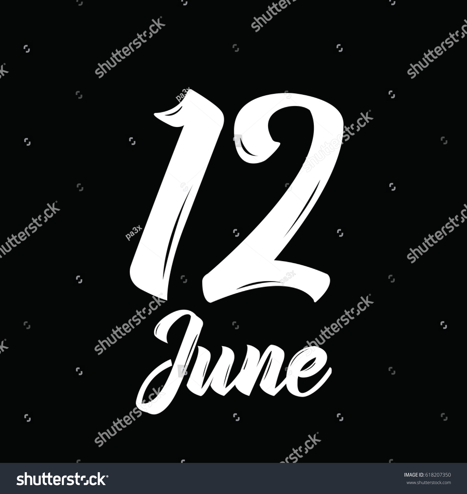 12 June Text Design Vector Calligraphy Stock Vector (Royalty Free ...