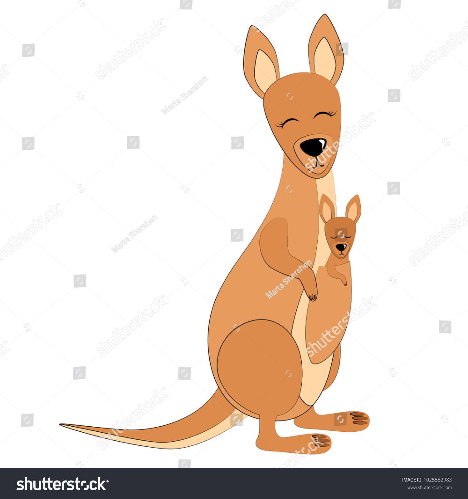 Kangaroo Mom Set Vector Illustration Stock Vector (Royalty Free ...