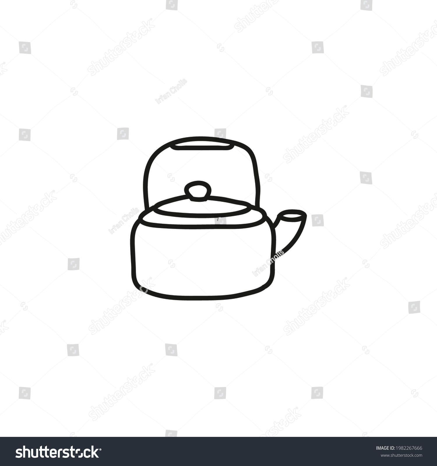 Kettle Doodle Icon Vector Hand Drawing Stock Vector (Royalty Free ...