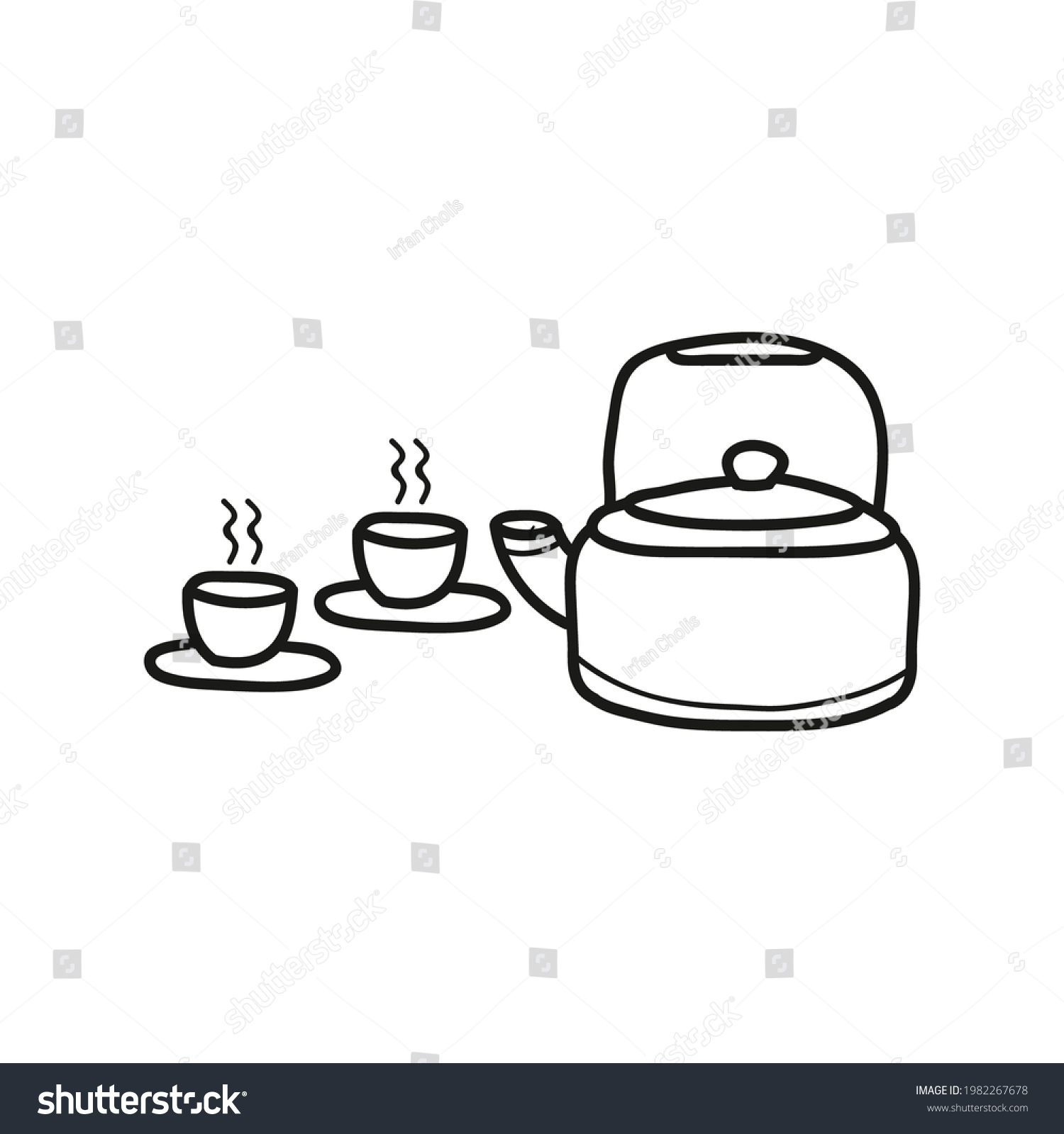 Kettle Doodle Icon Vector Hand Drawing Stock Vector (Royalty Free ...