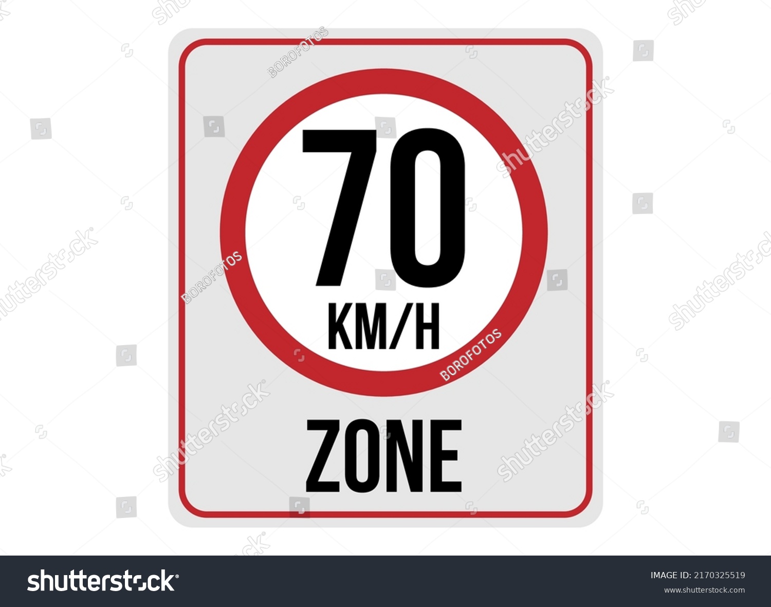 70km H Speed Limit Zone Vector Stock Vector (Royalty Free) 2170325519 ...